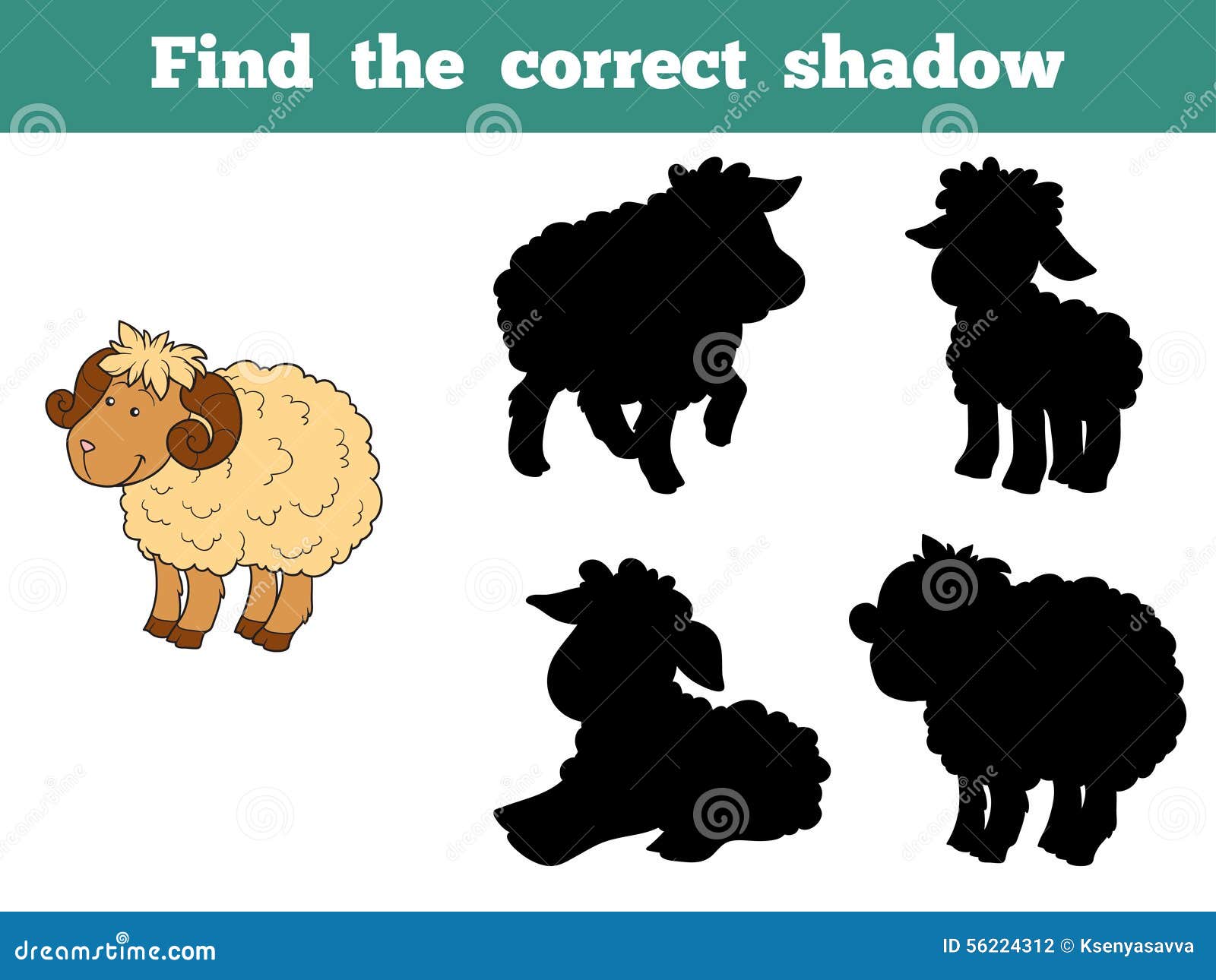 Find the Correct Shadow (sheep Family) Stock Vector - Illustration of ...