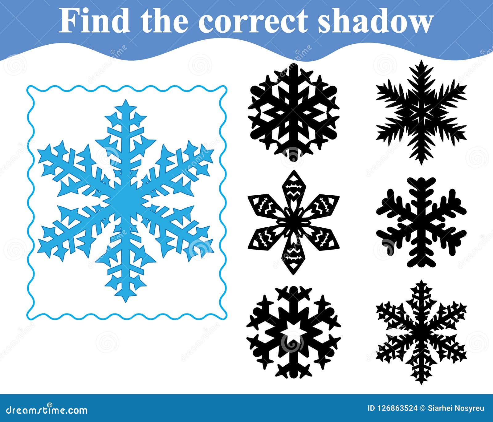 Find the Correct Shadow of Snowflake. Education Stock Vector ...