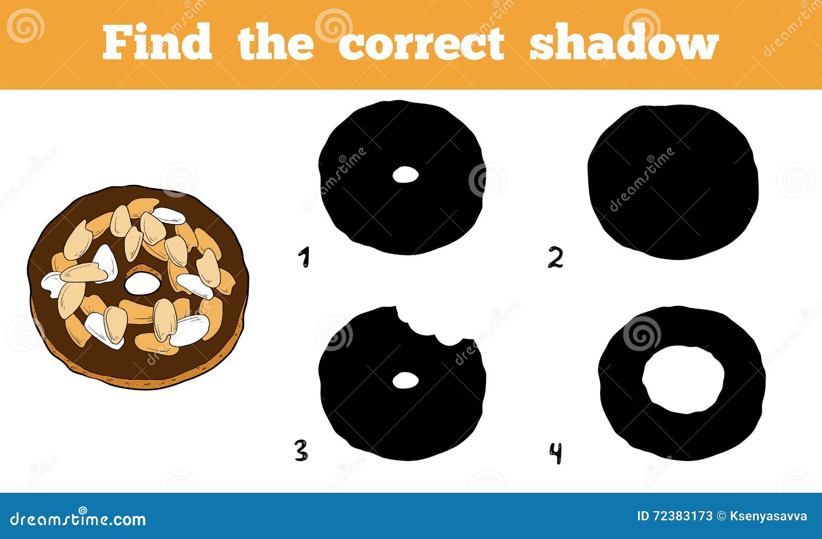 Find the Correct Shadow. Vector Cartoon Donut Stock Vector ...
