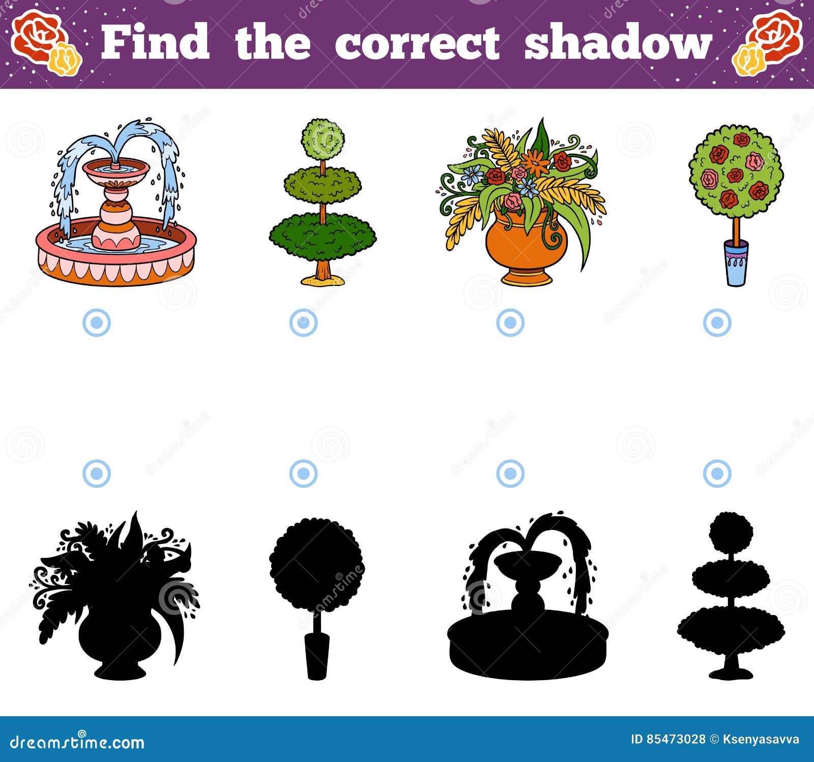Find the Correct Shadow. Vector Cartoon Garden Objects Stock Vector ...
