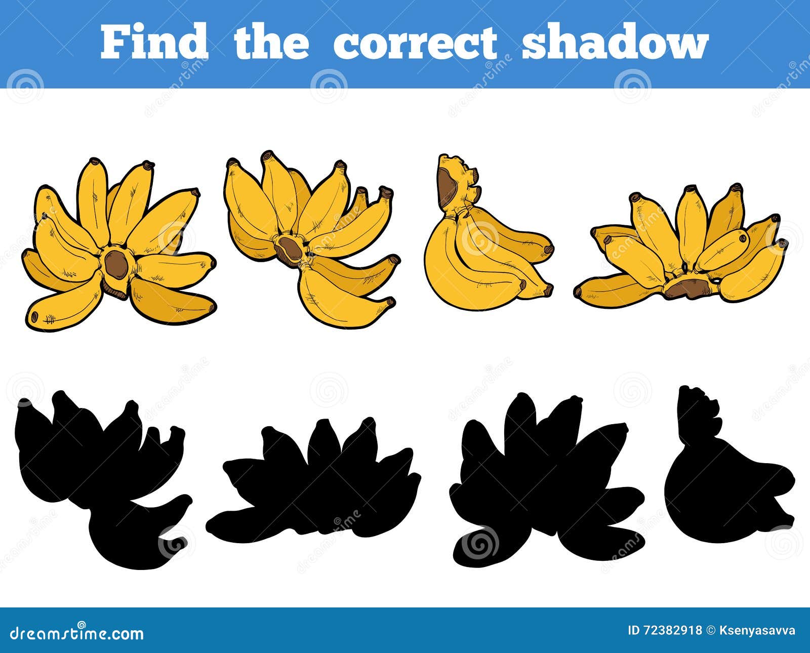 Find the Correct Shadow, Vector Set of Banana Stock Vector ...