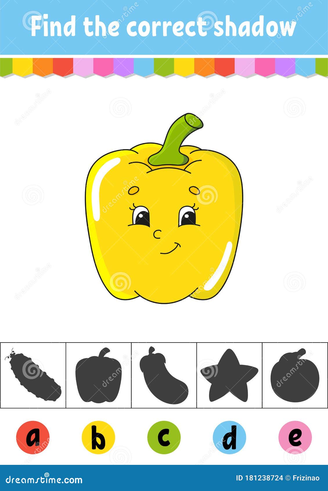 Find the Correct Shadow. Vegetable Pepper. Education Developing ...