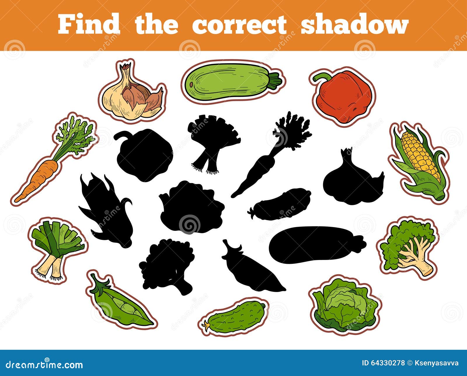 Find the Correct Shadow (vegetables) Stock Vector - Illustration of ...