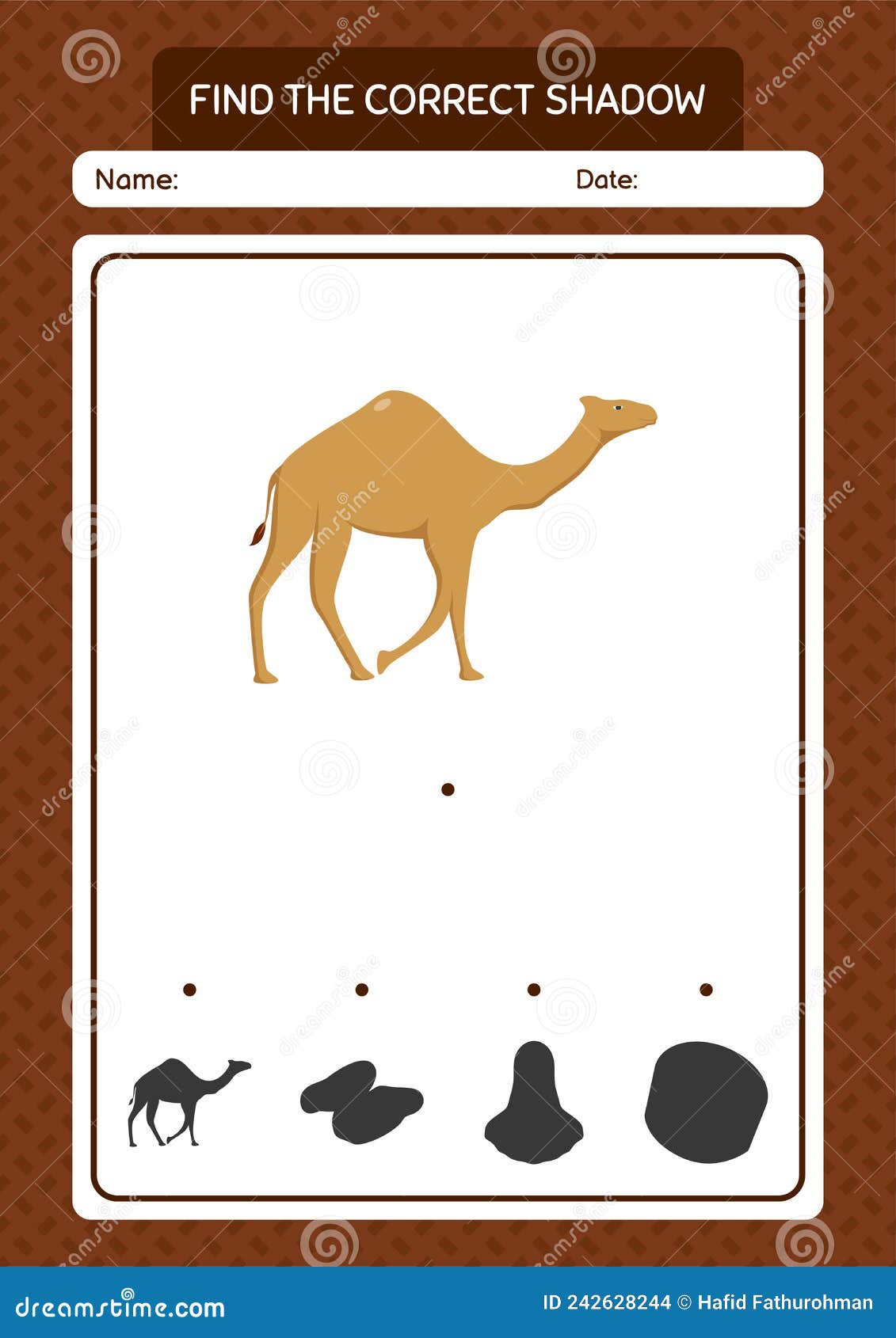 Find the Correct Shadows Game with Camel. Worksheet for Preschool Kids ...