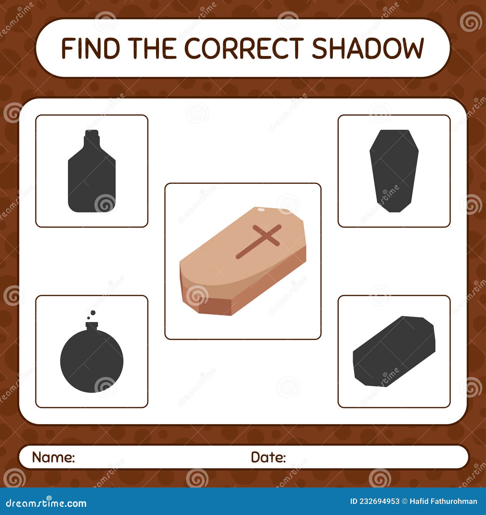 Find the Correct Shadows Game with Coffin. Worksheet for Preschool Kids ...