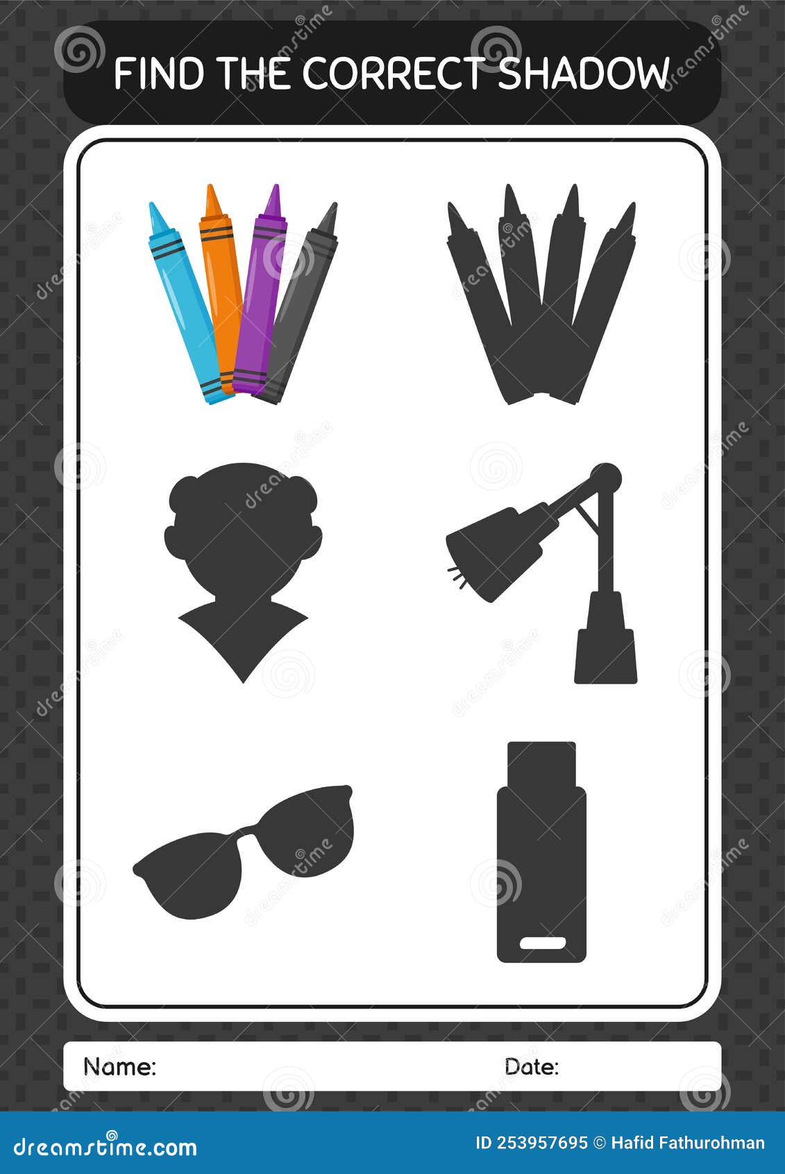 Find the Correct Shadows Game with Crayons. Worksheet for Preschool ...