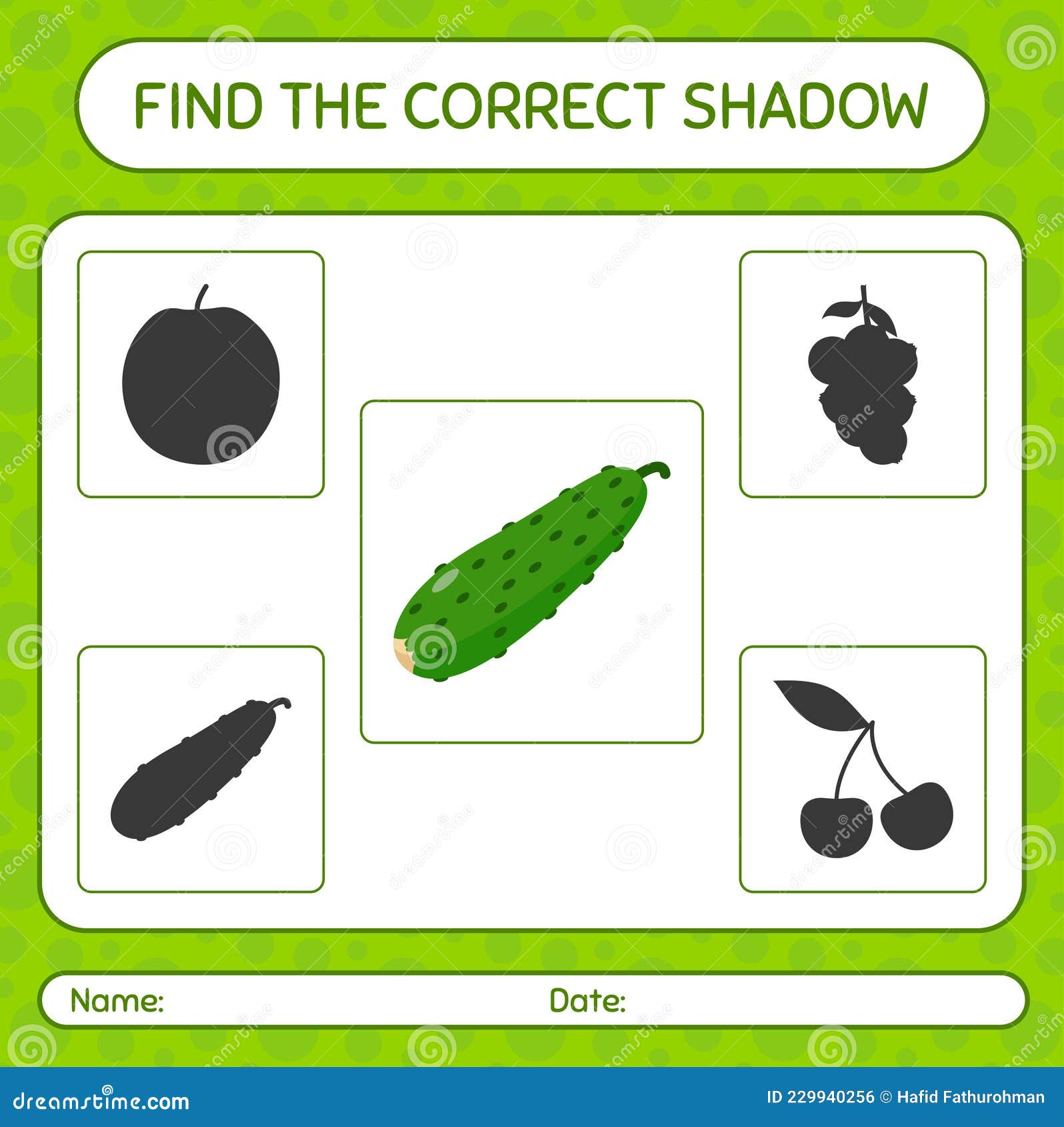 Find the Correct Shadows Game with Cucumber. Worksheet for Preschool ...