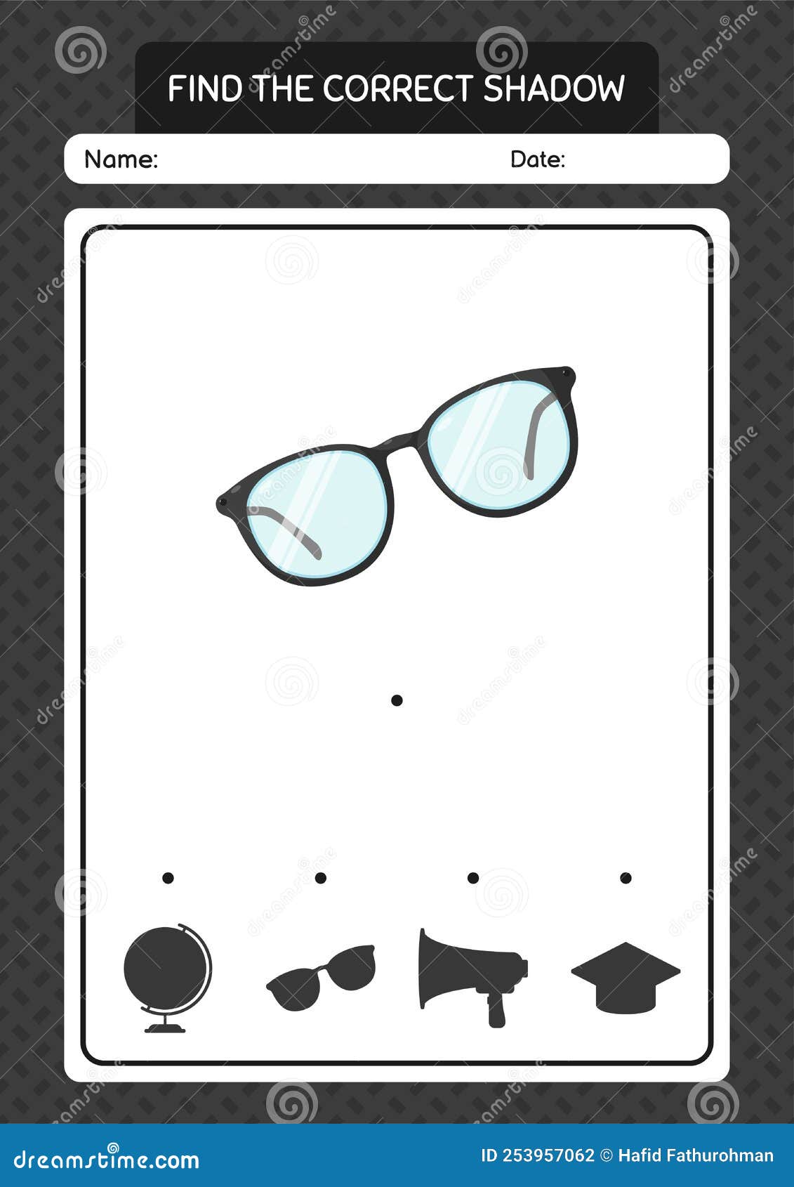 Find the Correct Shadows Game with Glasses. Worksheet for Preschool ...