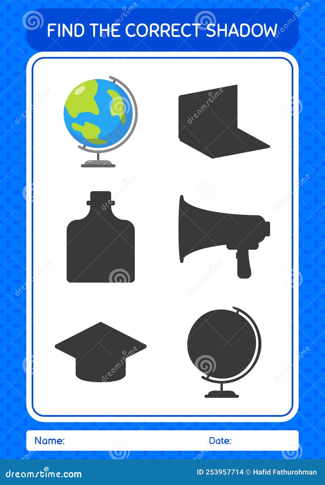 Find the Correct Shadows Game with Globe. Worksheet for Preschool Kids ...