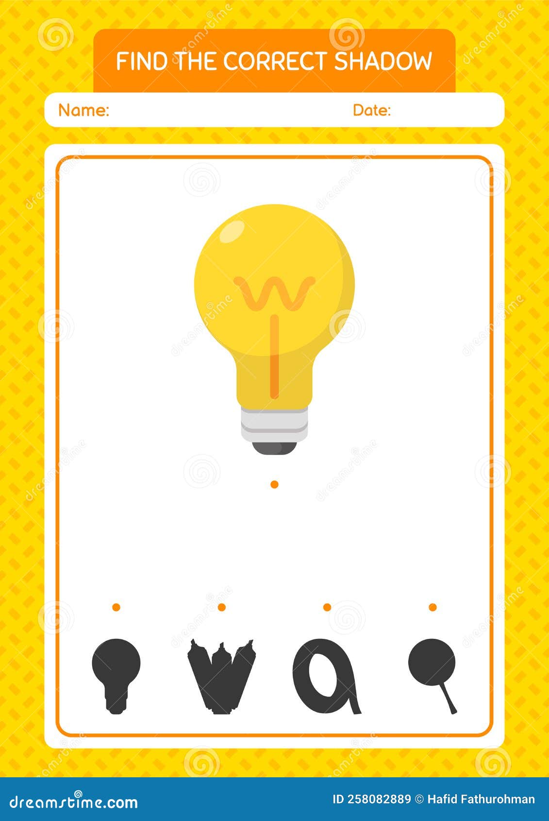 Find the Correct Shadows Game with Light Bulb. Worksheet for Preschool ...
