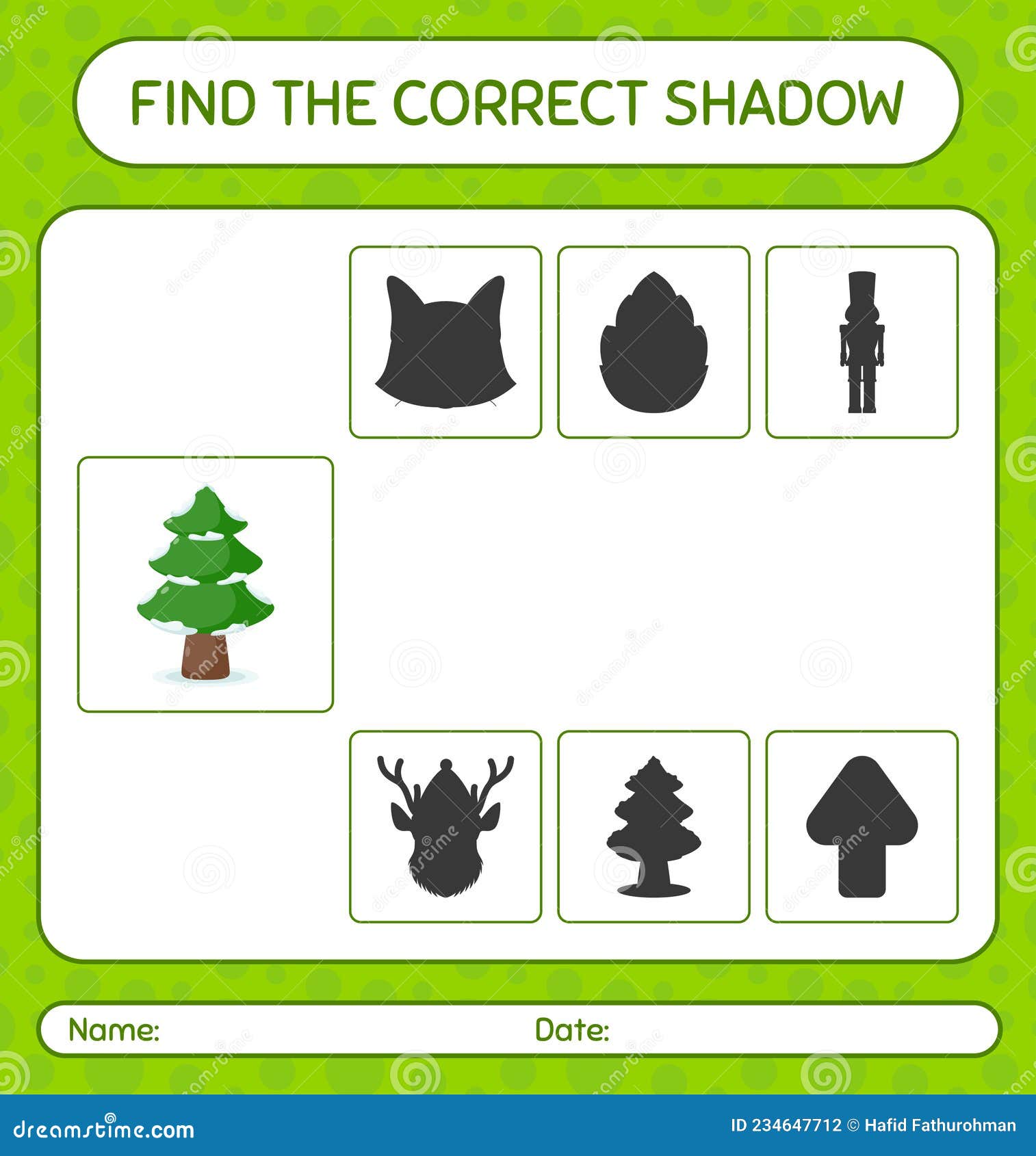 Find the Correct Shadows Game with Pine Tree. Worksheet for Preschool ...