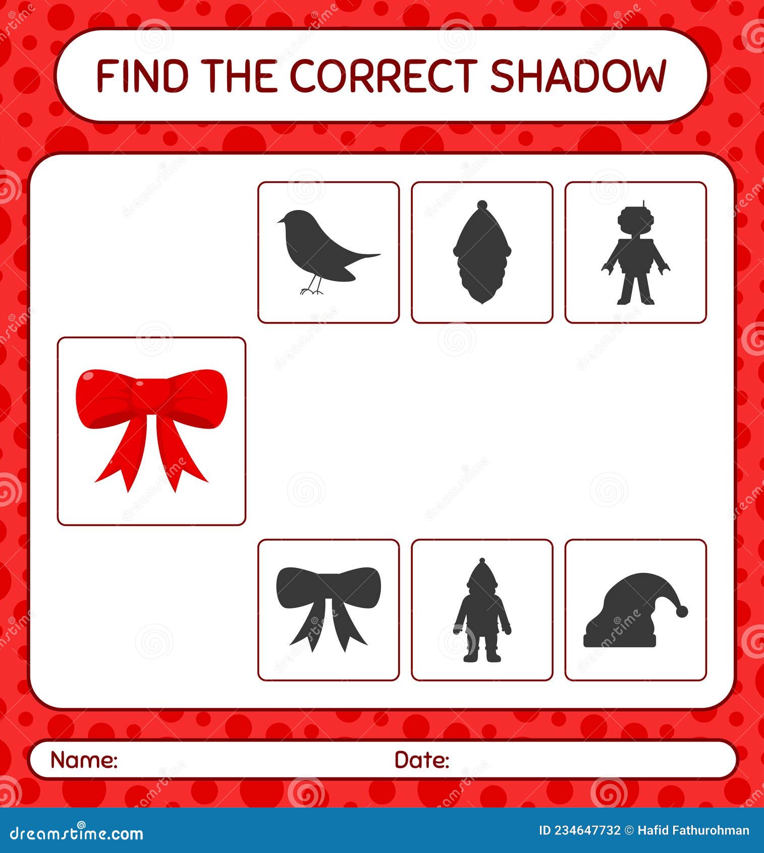 Find the Correct Shadows Game with Ribbon. Worksheet for Preschool Kids ...