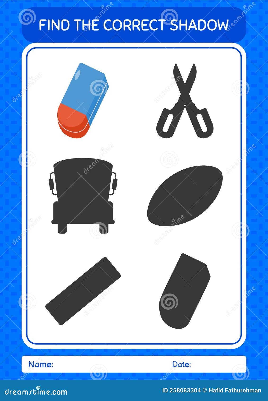 Find the Correct Shadows Game with Rubber Eraser. Worksheet for ...