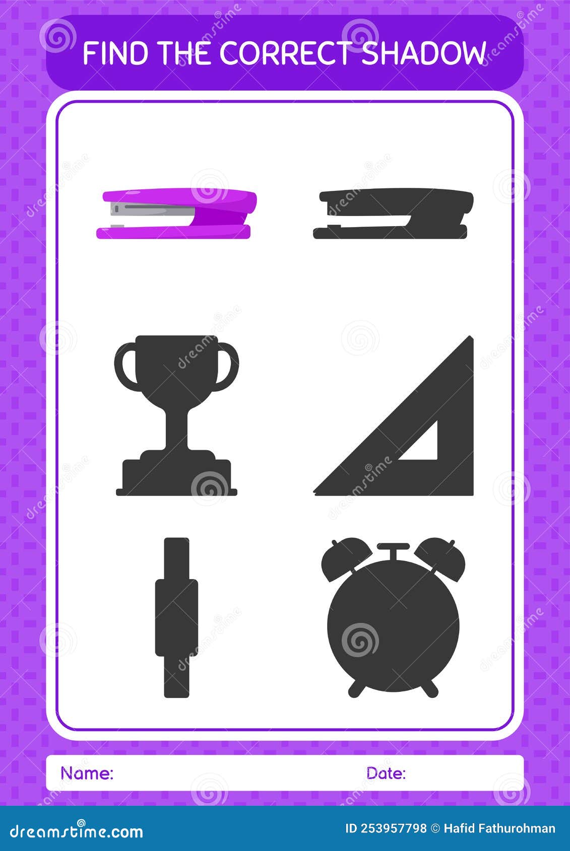 Find the Correct Shadows Game with Stapler. Worksheet for Preschool ...