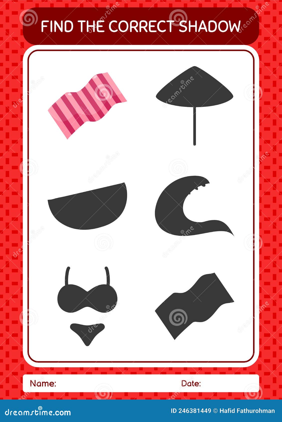 Find the Correct Shadows Game with Towel. Worksheet for Preschool Kids ...