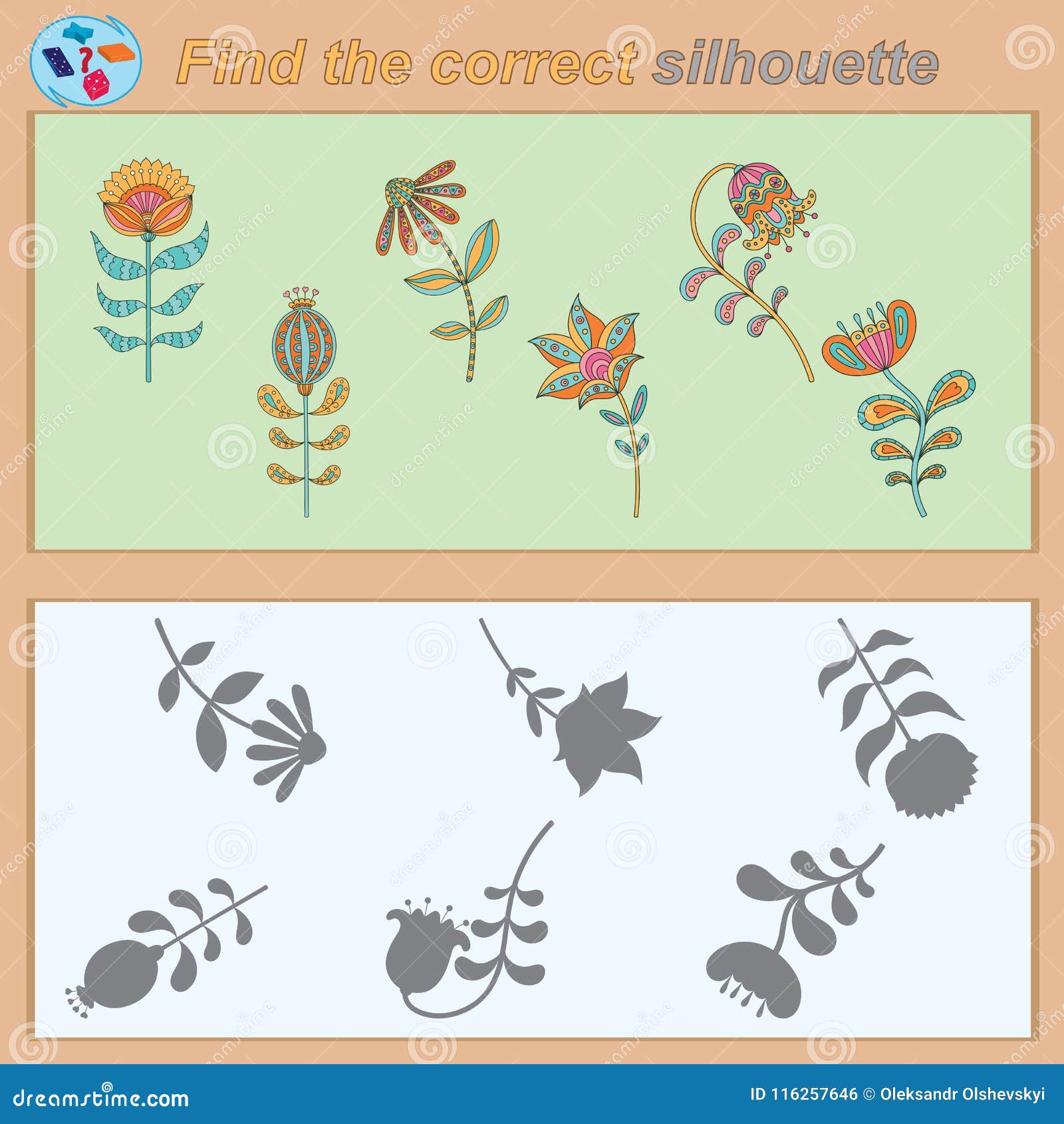 Logical Task. Find the Correct Silhouette Game Stock Vector ...