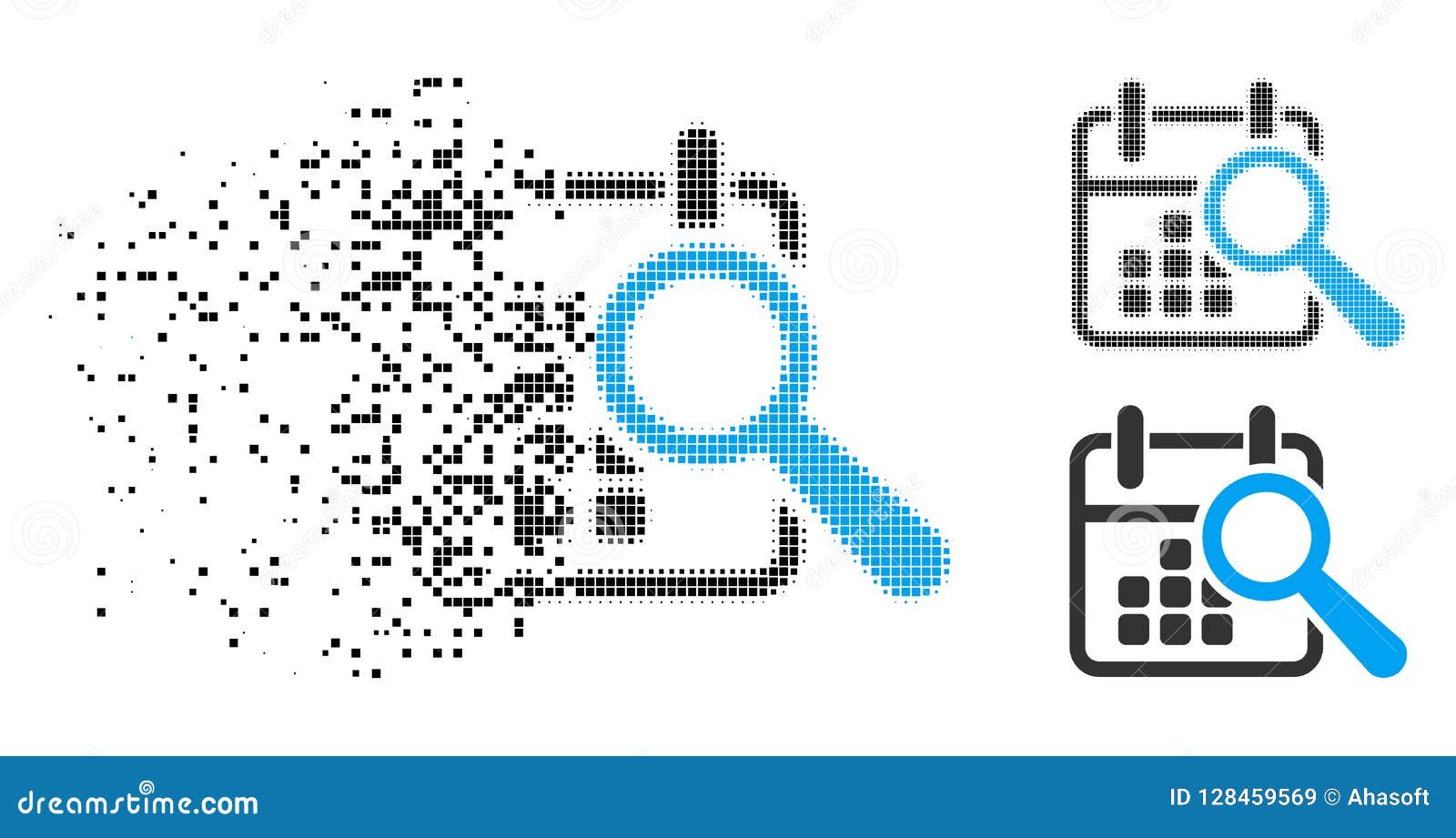 Shredded Pixelated Halftone Find Date Icon Stock Vector - Illustration ...