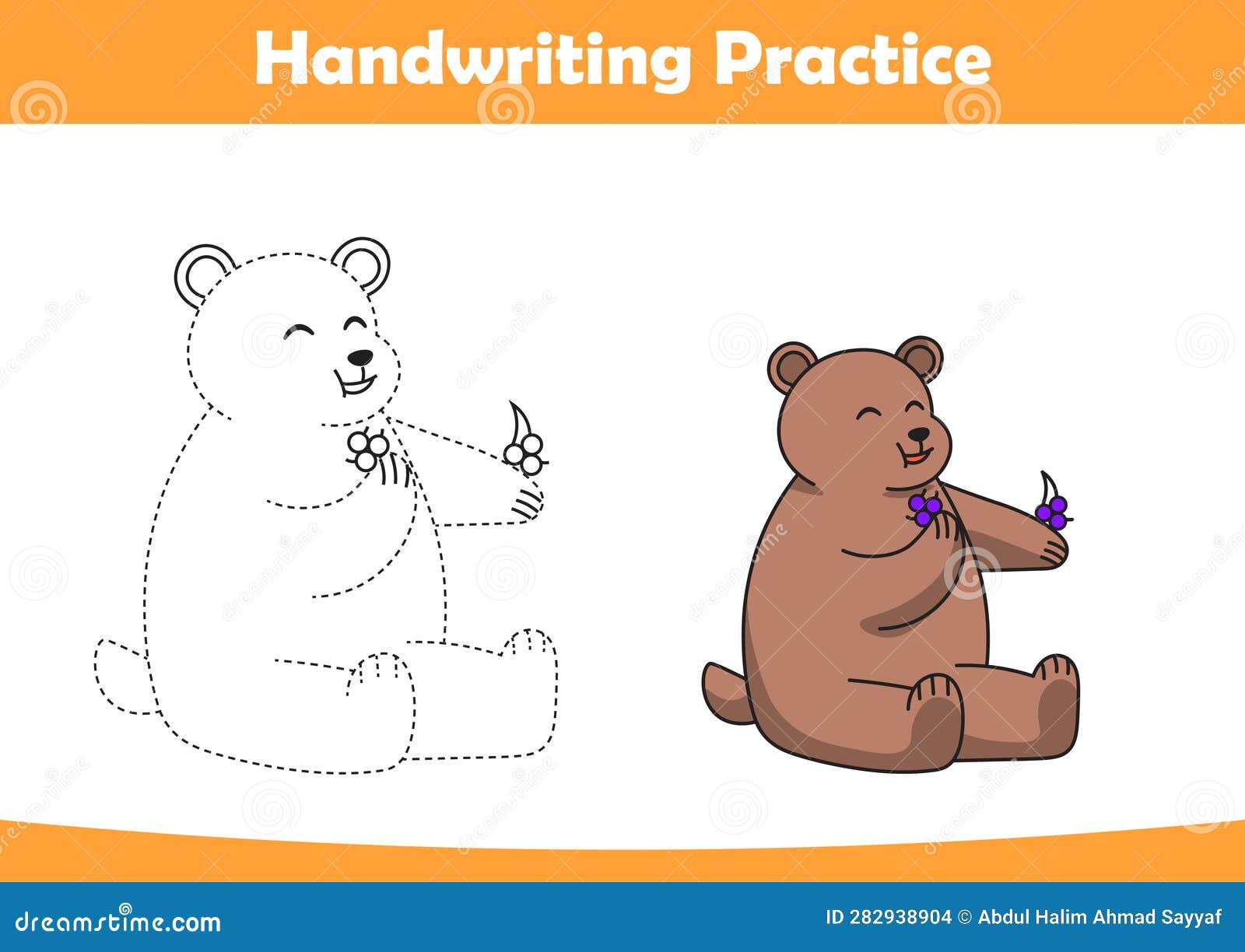 Practice Handwriting. Tracing Bear Lines and Coloring for Children ...