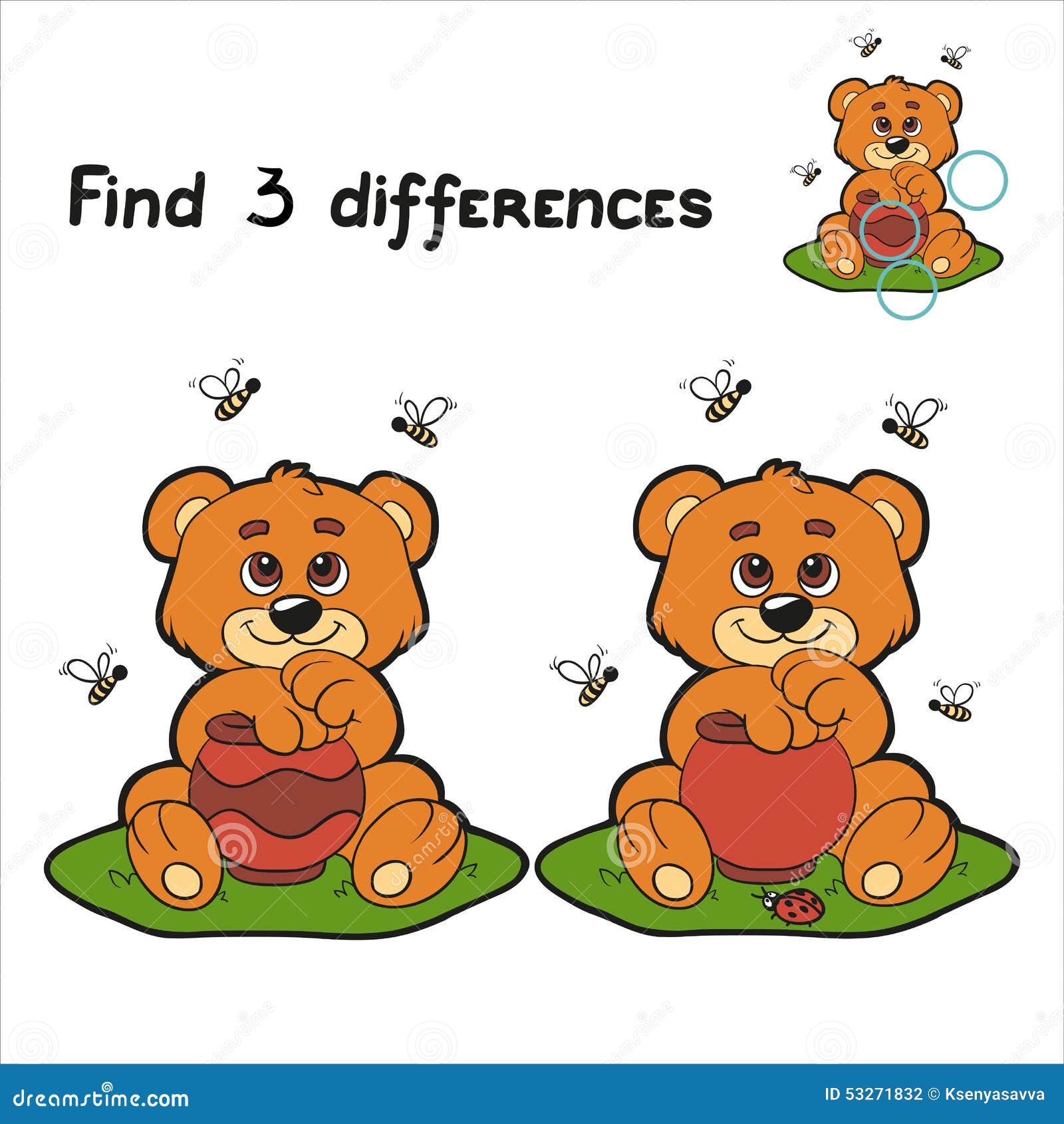 Find differences (bear) stock vector. Illustration of funny - 53271832