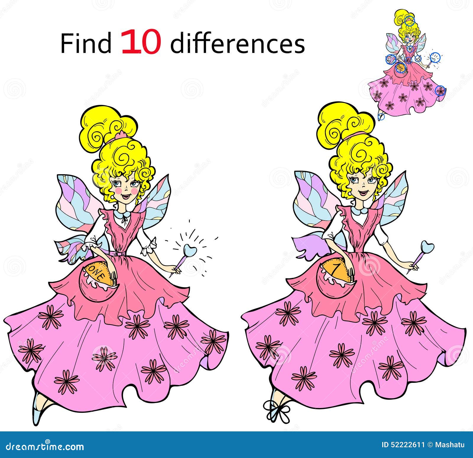 Find 10 Differences Beautiful Fairy Stock Vector - Illustration of ...