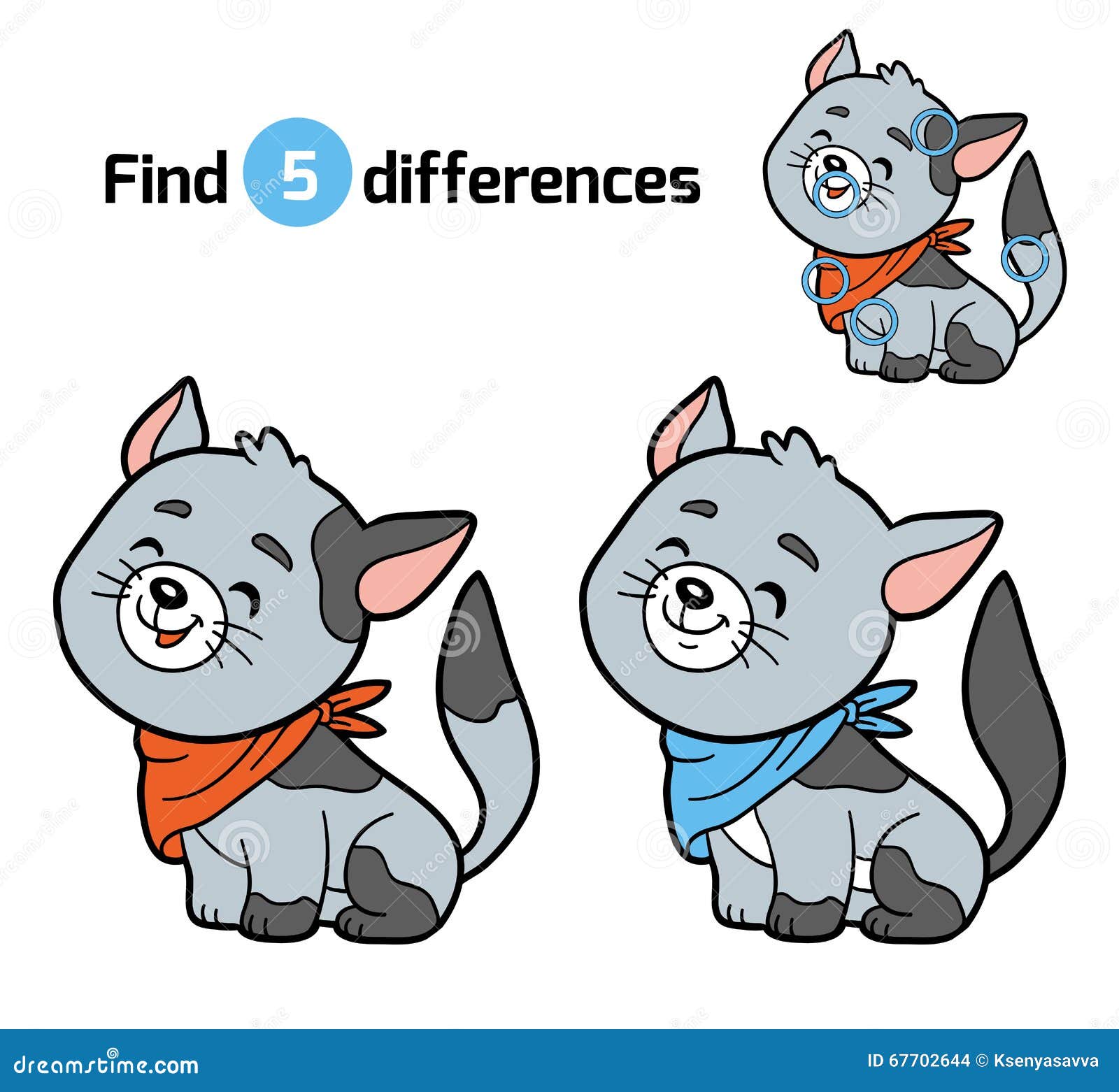 Find Differences for Children (gray Cat) Stock Vector - Illustration of ...
