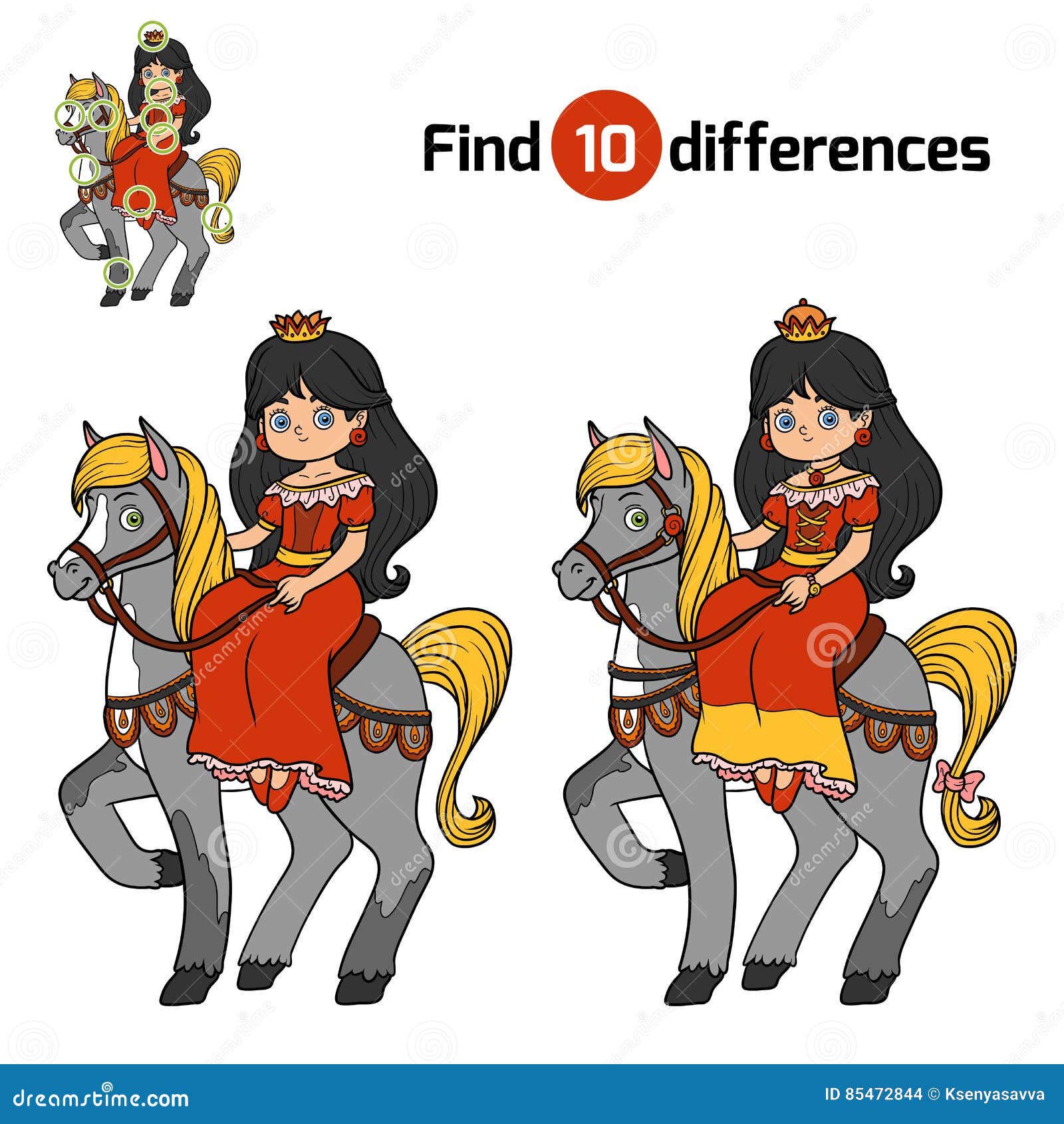 Find Differences for Children, Princess Stock Vector - Illustration of ...