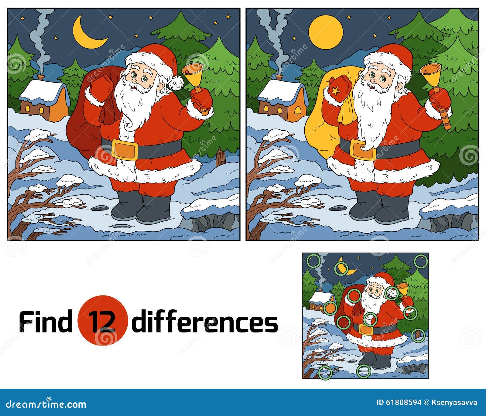Find Differences for Children: Santa Claus with a Bell Stock Vector ... Find Differences for Children: Santa Claus with a Bell Stock Vector ...