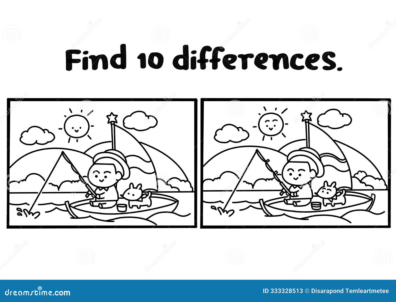 Find 10 Differences Coloring Pages. Stock Vector - Illustration of ...