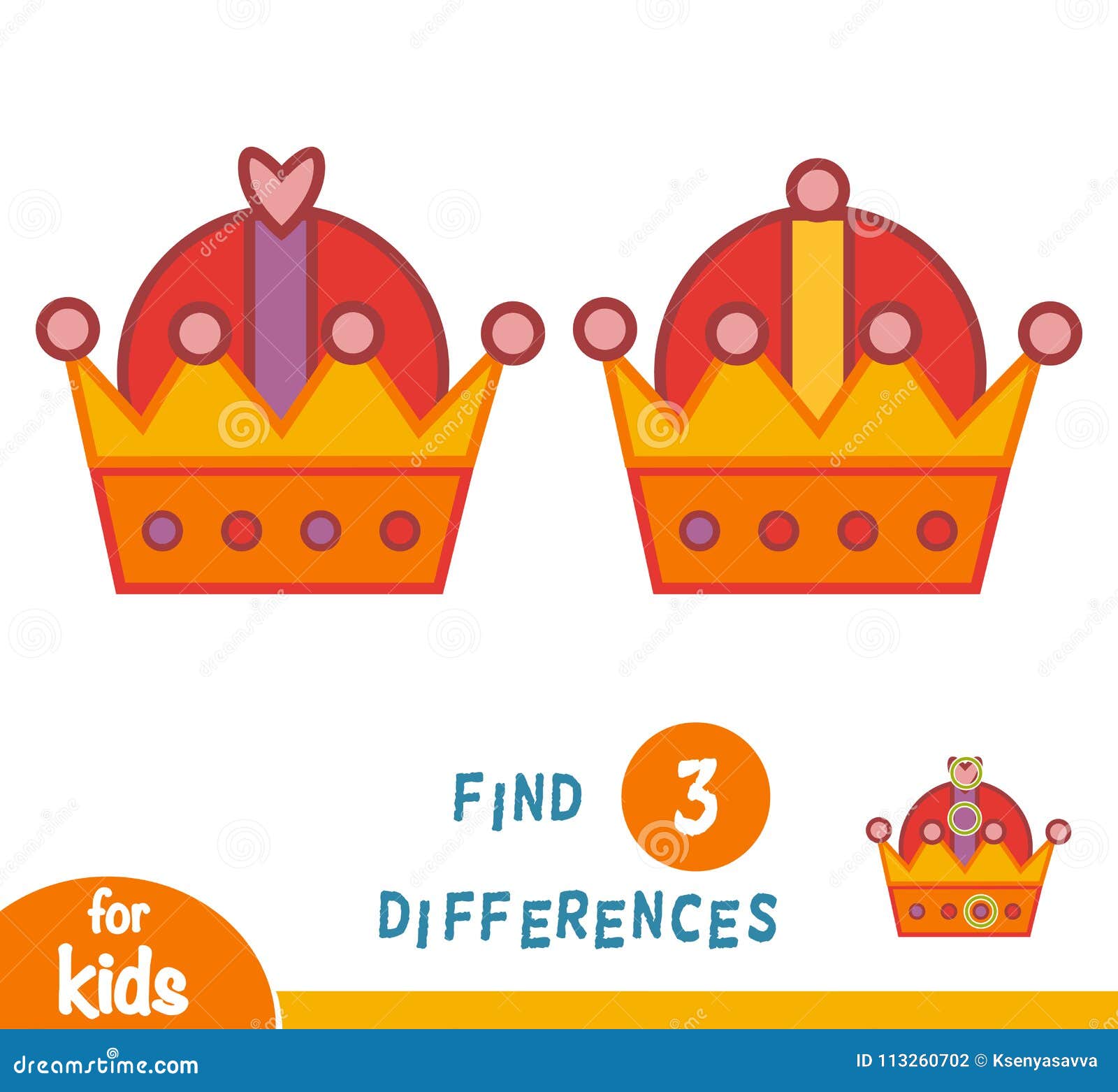 Find differences, Crown stock vector. Illustration of play - 113260702