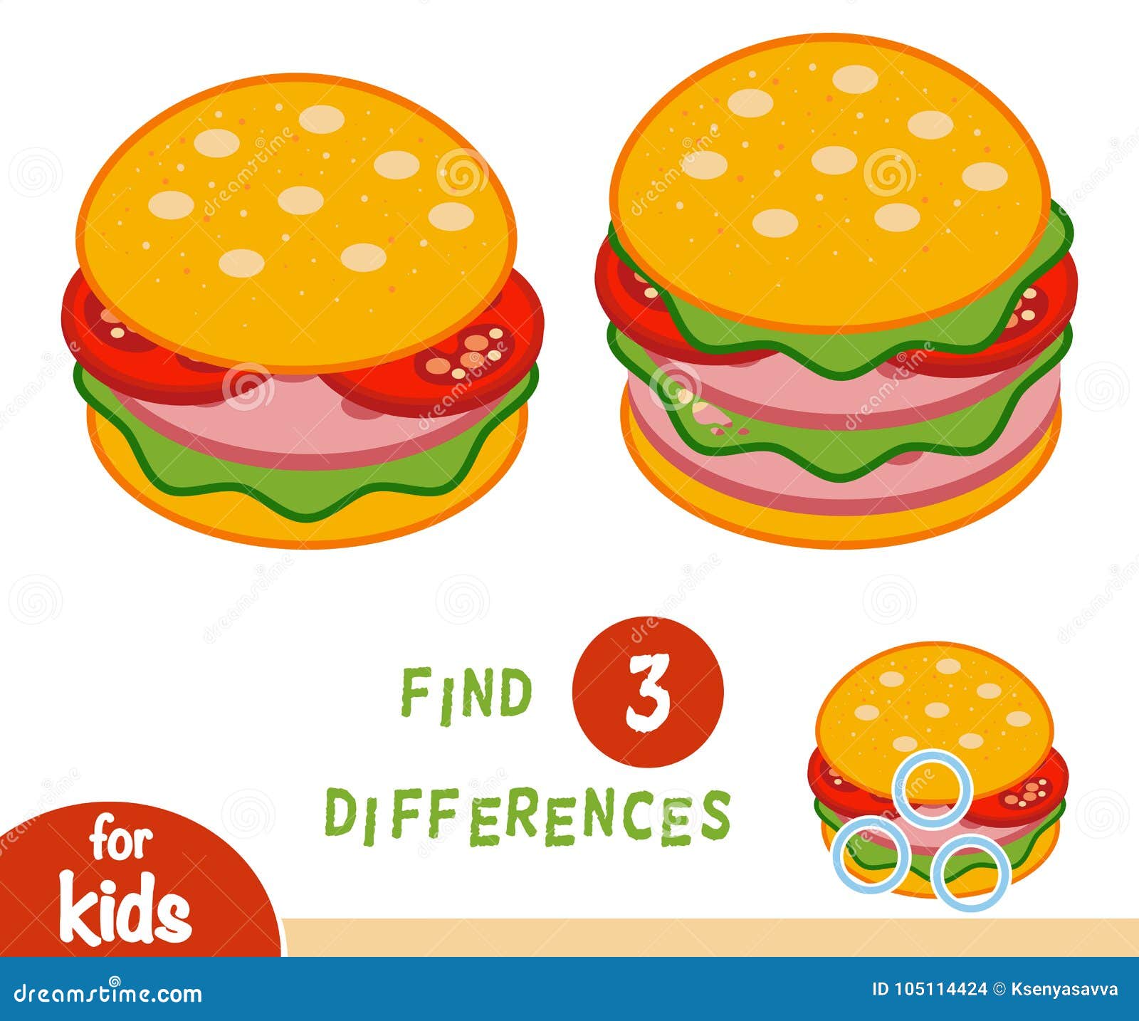Find A Burger That Does Not Have A Pair. Puzzle For Kids. Matching Game ...