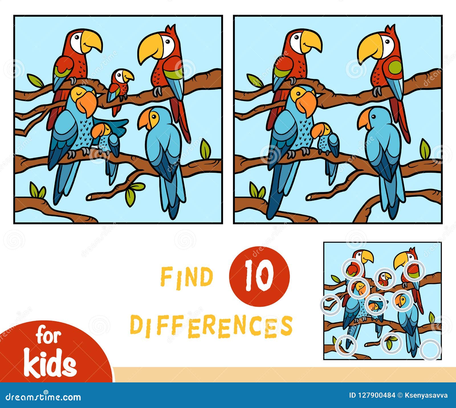 Find Differences, Education Game for Children, Parrots Stock Vector ... Find Differences, Education Game for Children, Parrots Stock Vector ...