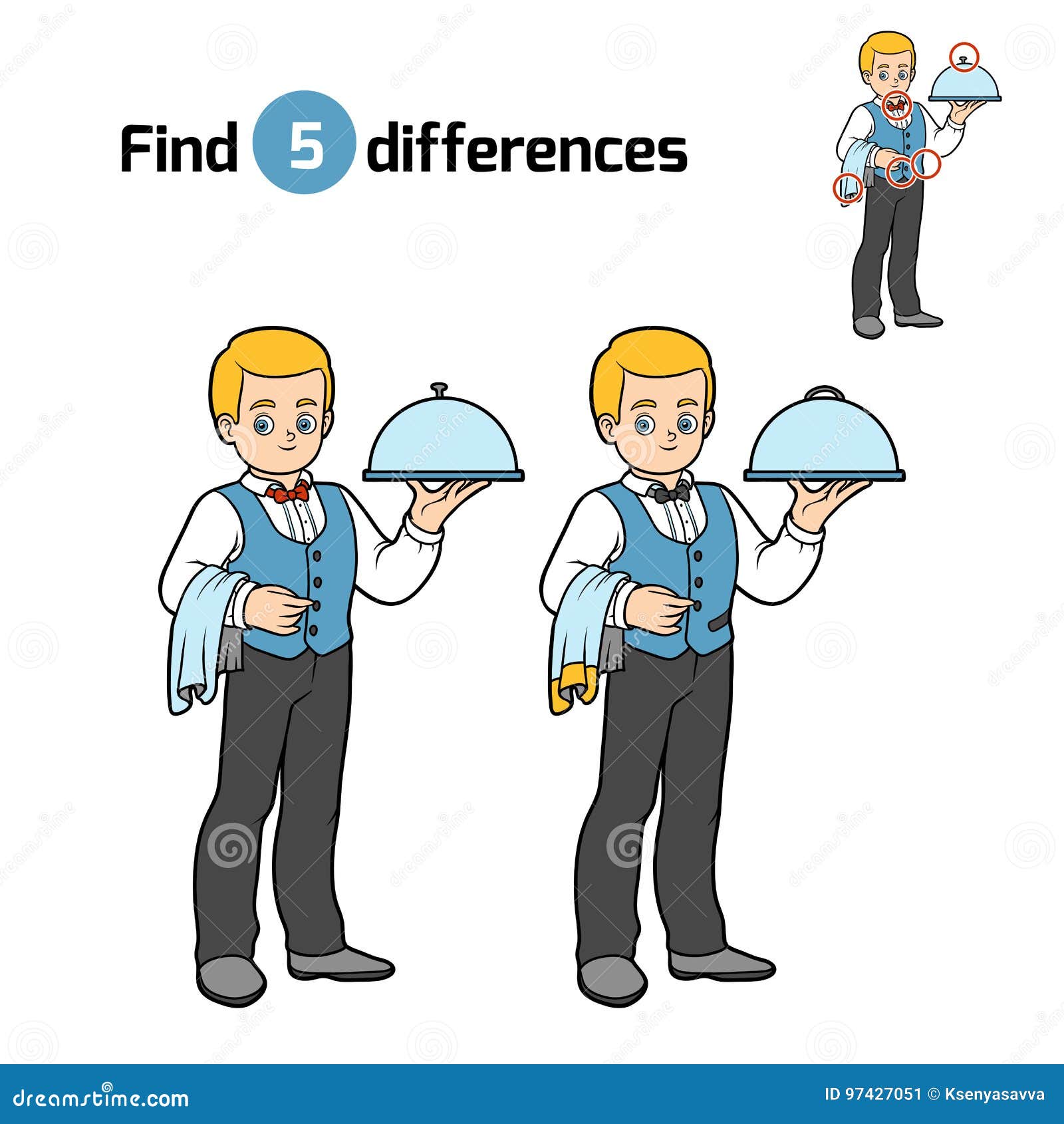 Find differences, Waiter stock vector. Illustration of activity - 97427051