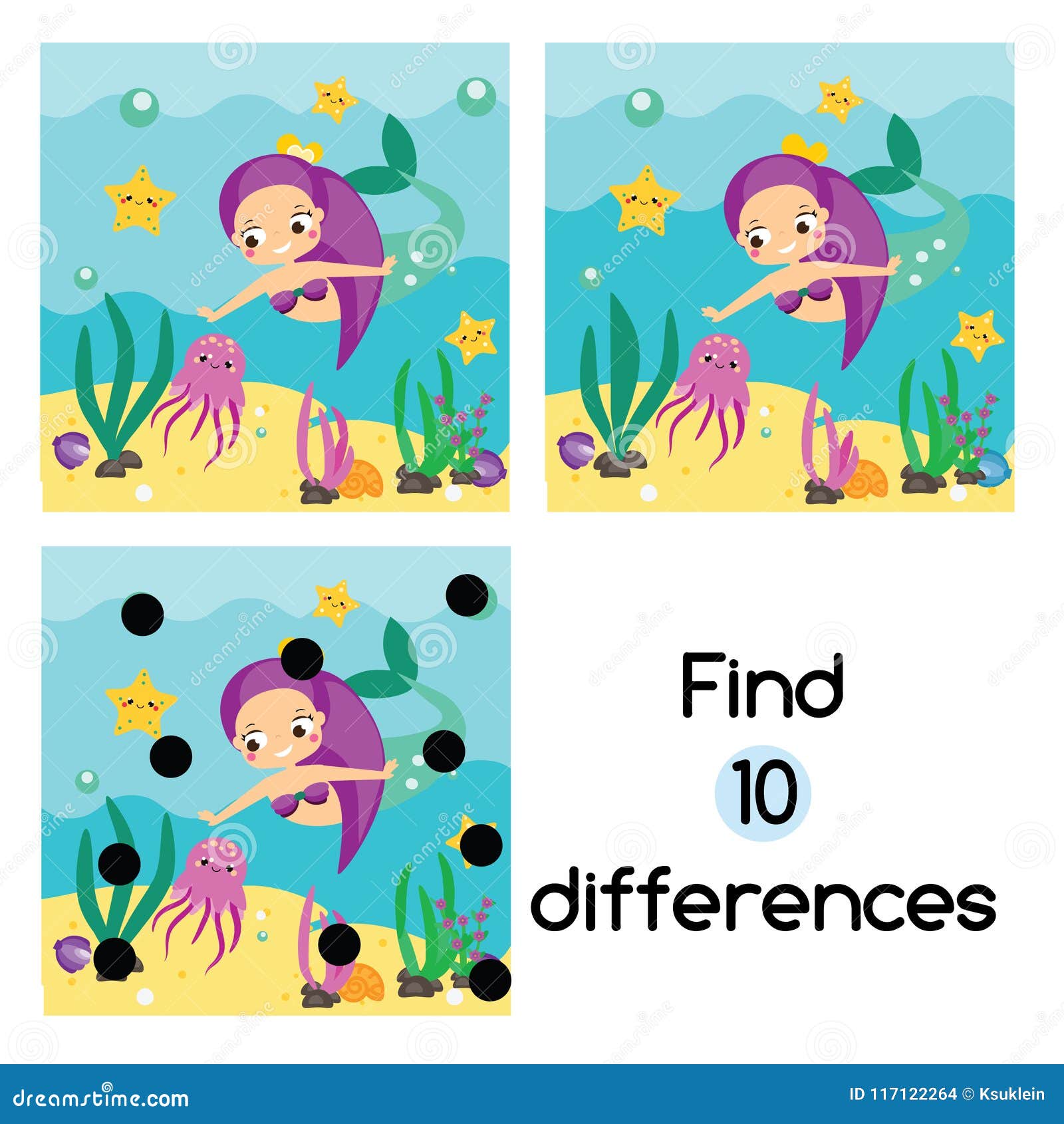 Find The Differences Educational Children Game. Kids Activity Sheet ...