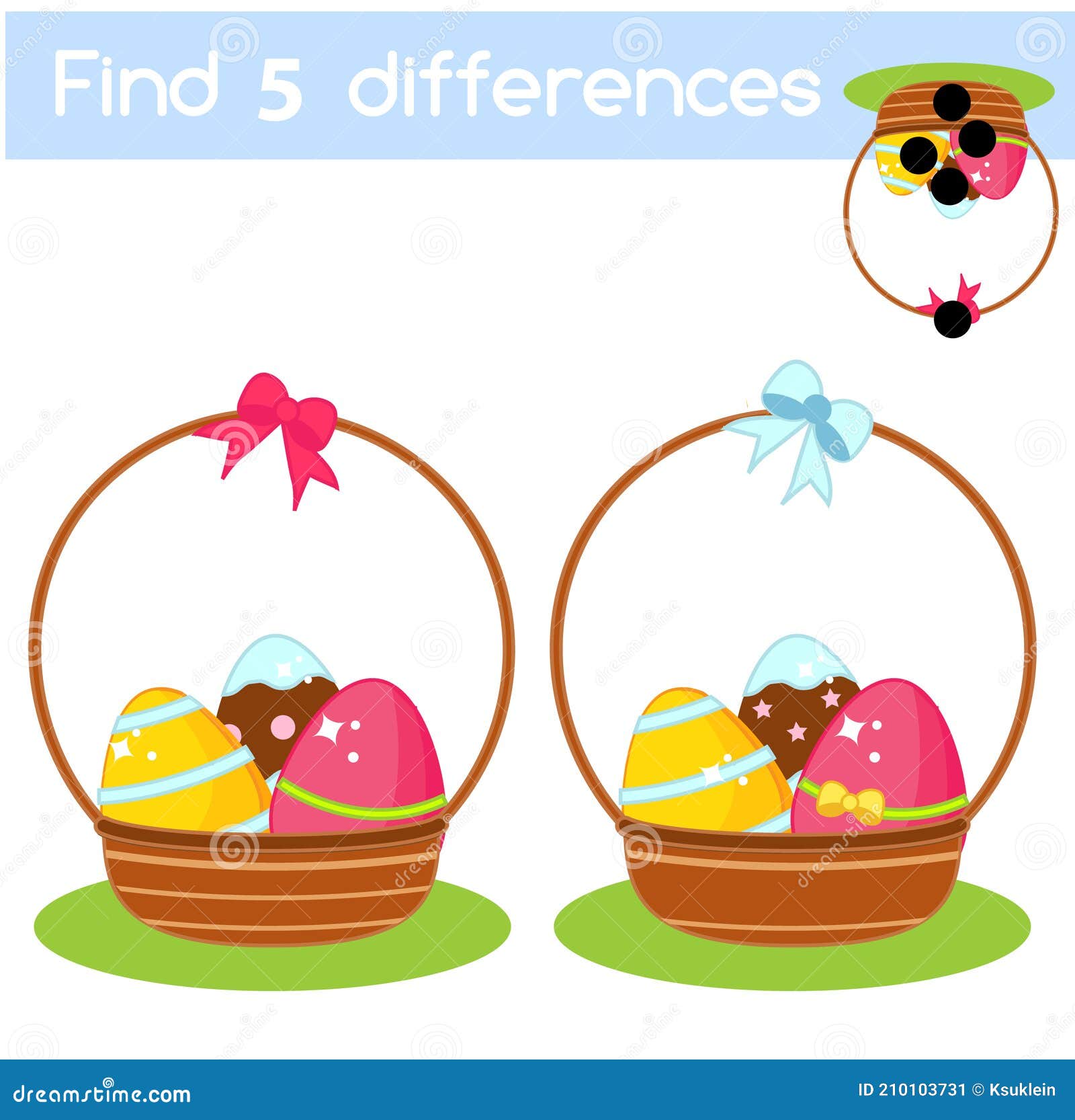 Find the Differences Educational Children Game. Easter Theme Kids ...