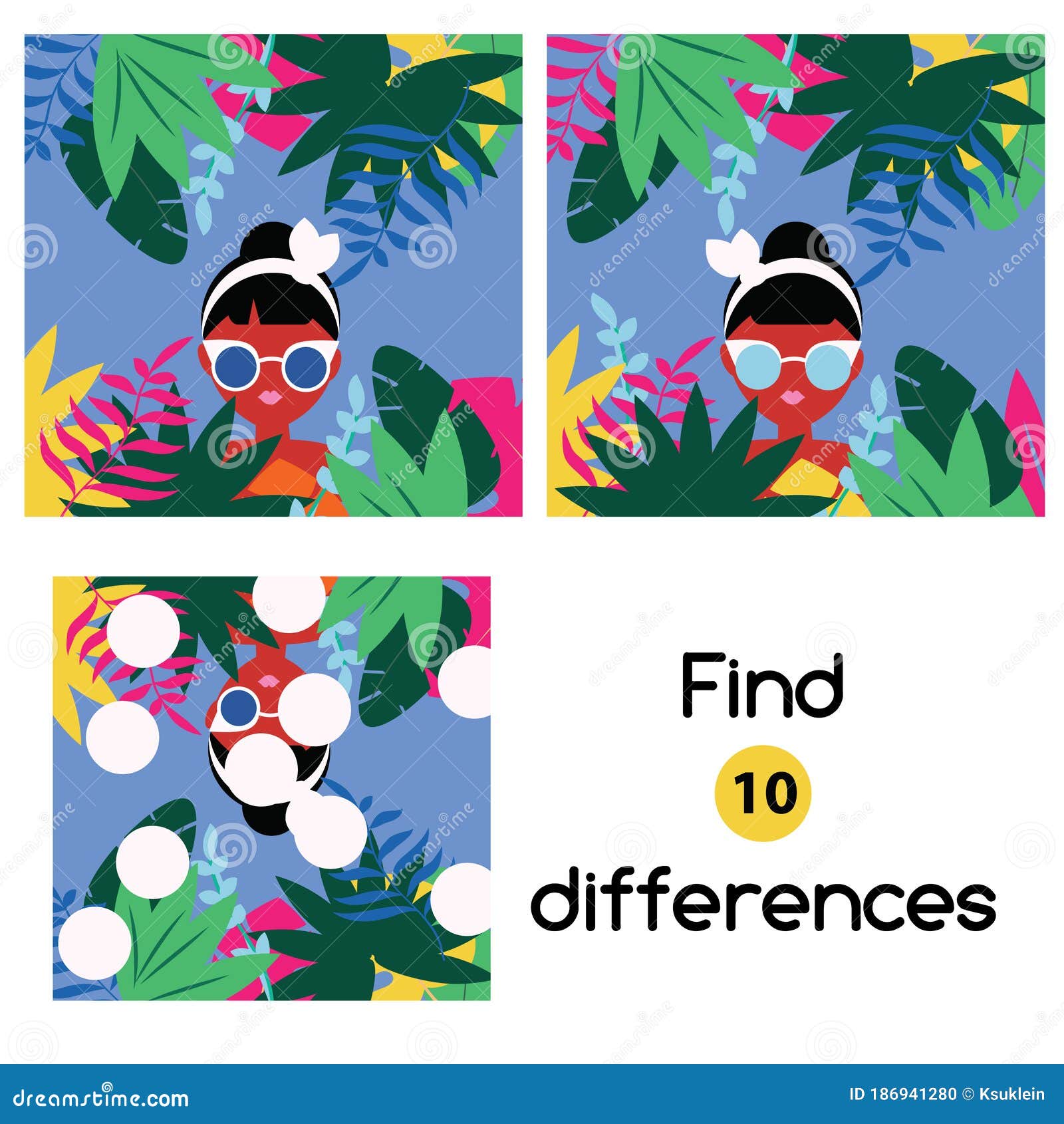 Find the Differences Educational Children Game. Kids Activity with ...