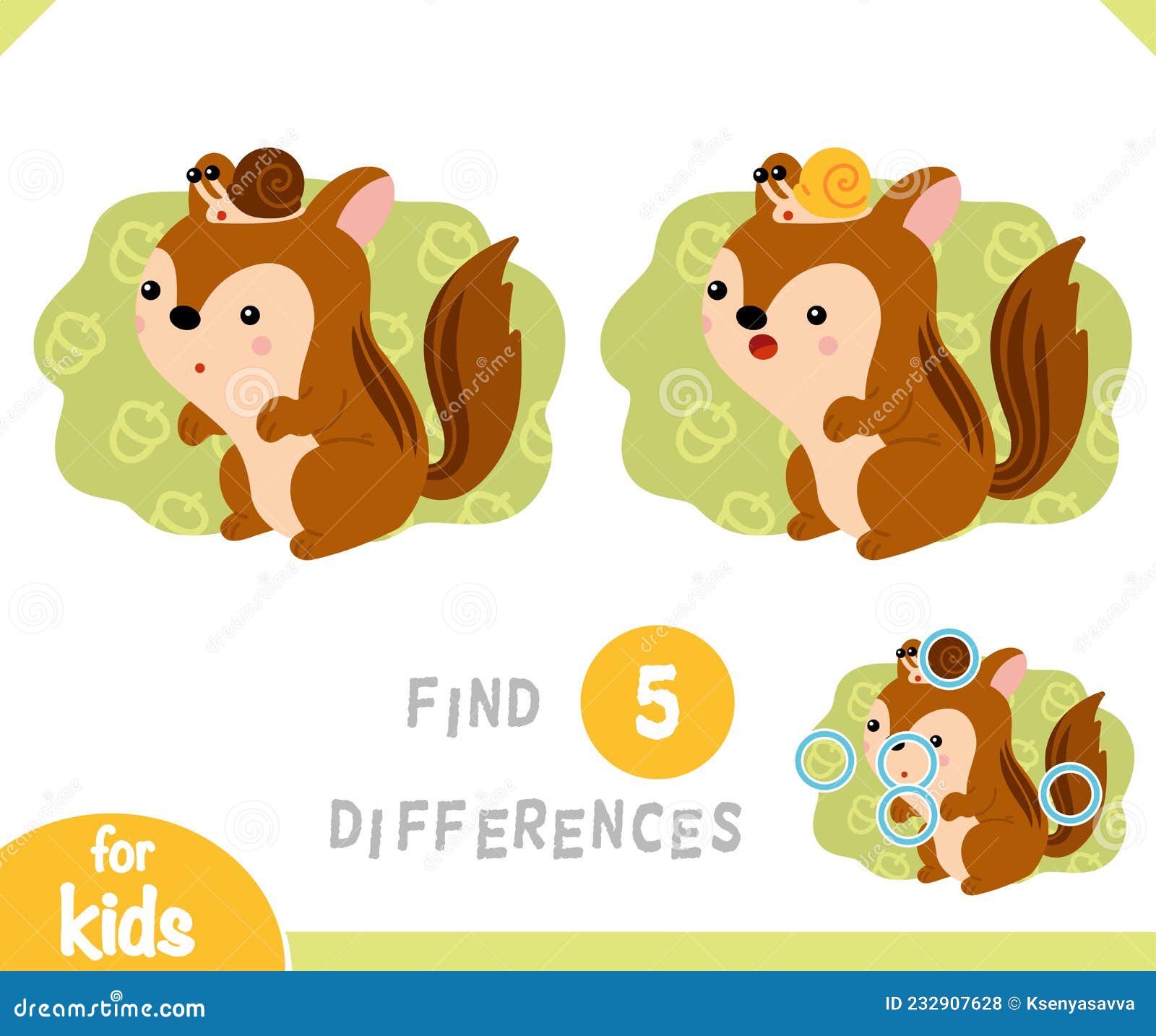 Find Differences Educational Game, Cartoon Characters Chipmunk and ...
