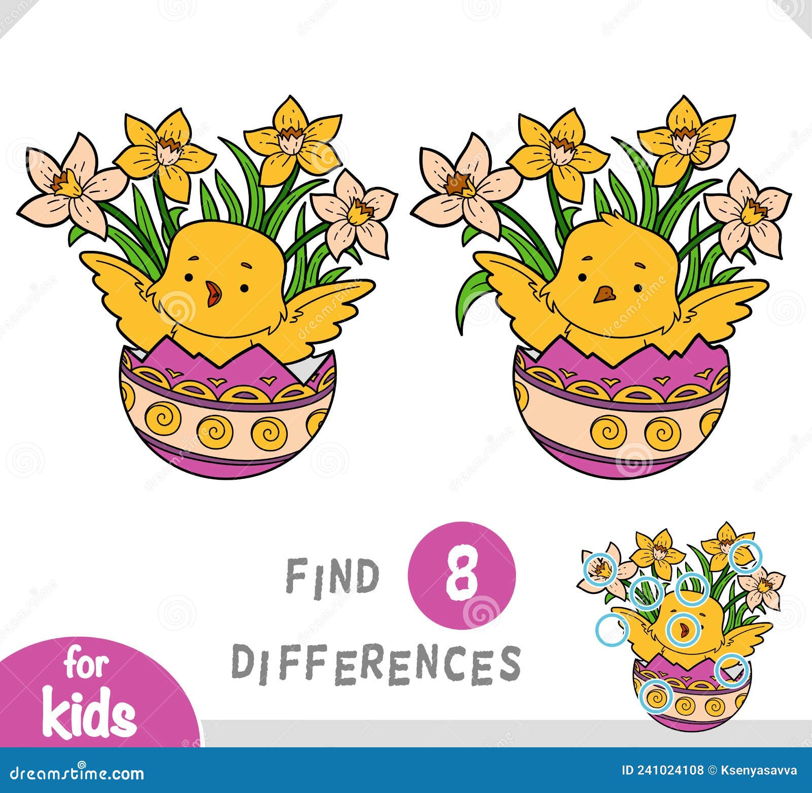 Find Differences Educational Game for Children, Easter Illustration ...