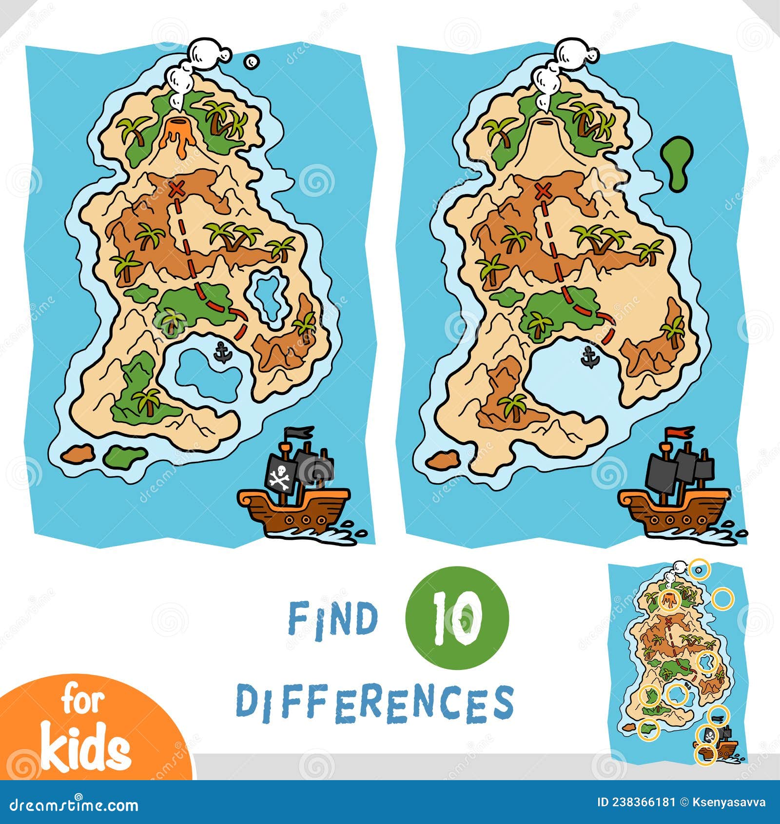 Find Differences, Educational Game for Kids, Map Islands Stock Vector ...