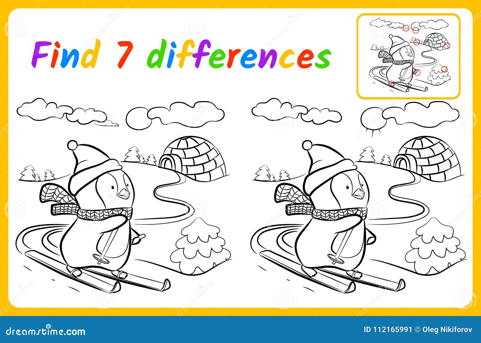 Find the differences stock vector. Illustration of penguin - 112165991