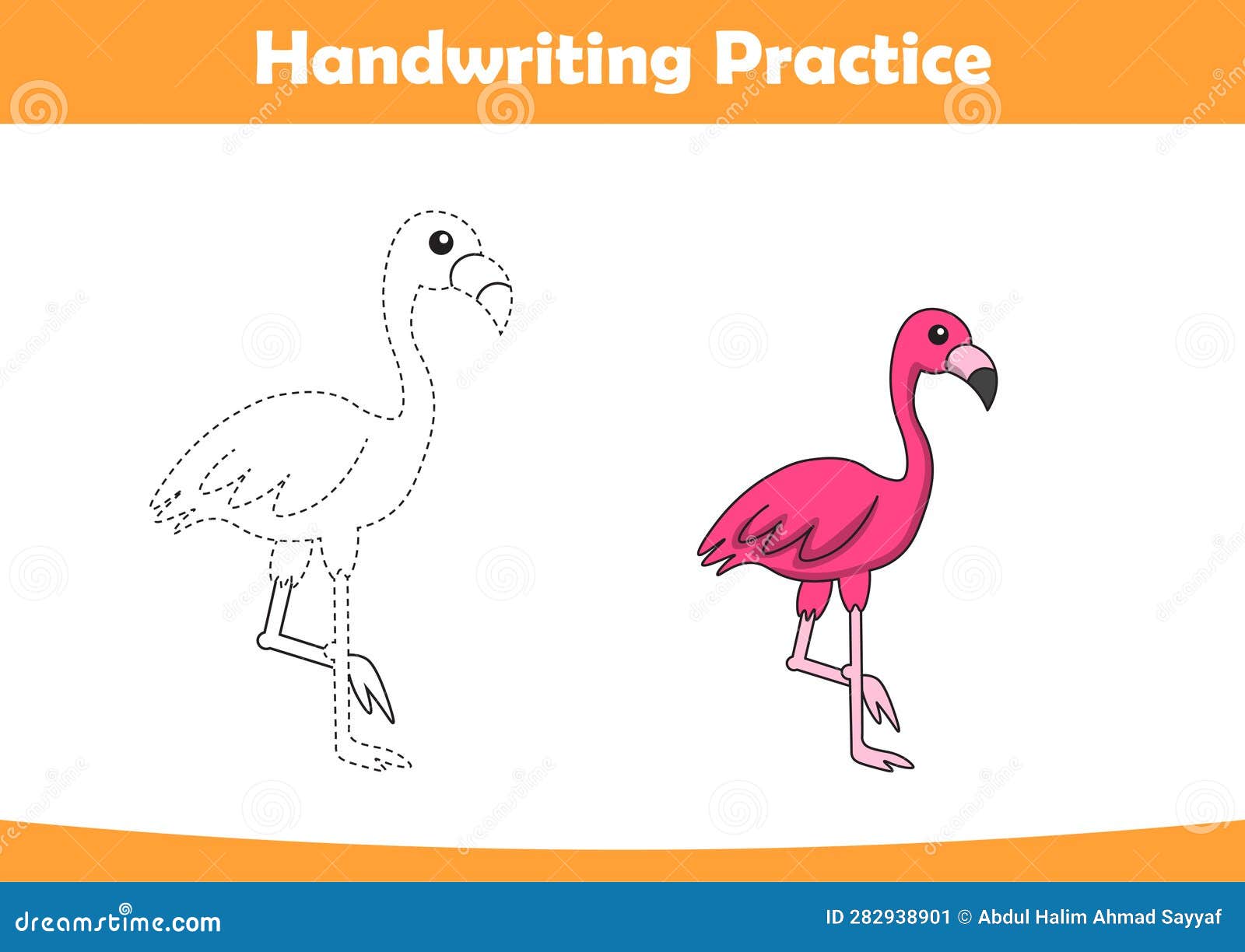 Practice Handwriting. Tracing Flamingo Lines and Coloring for Children ...