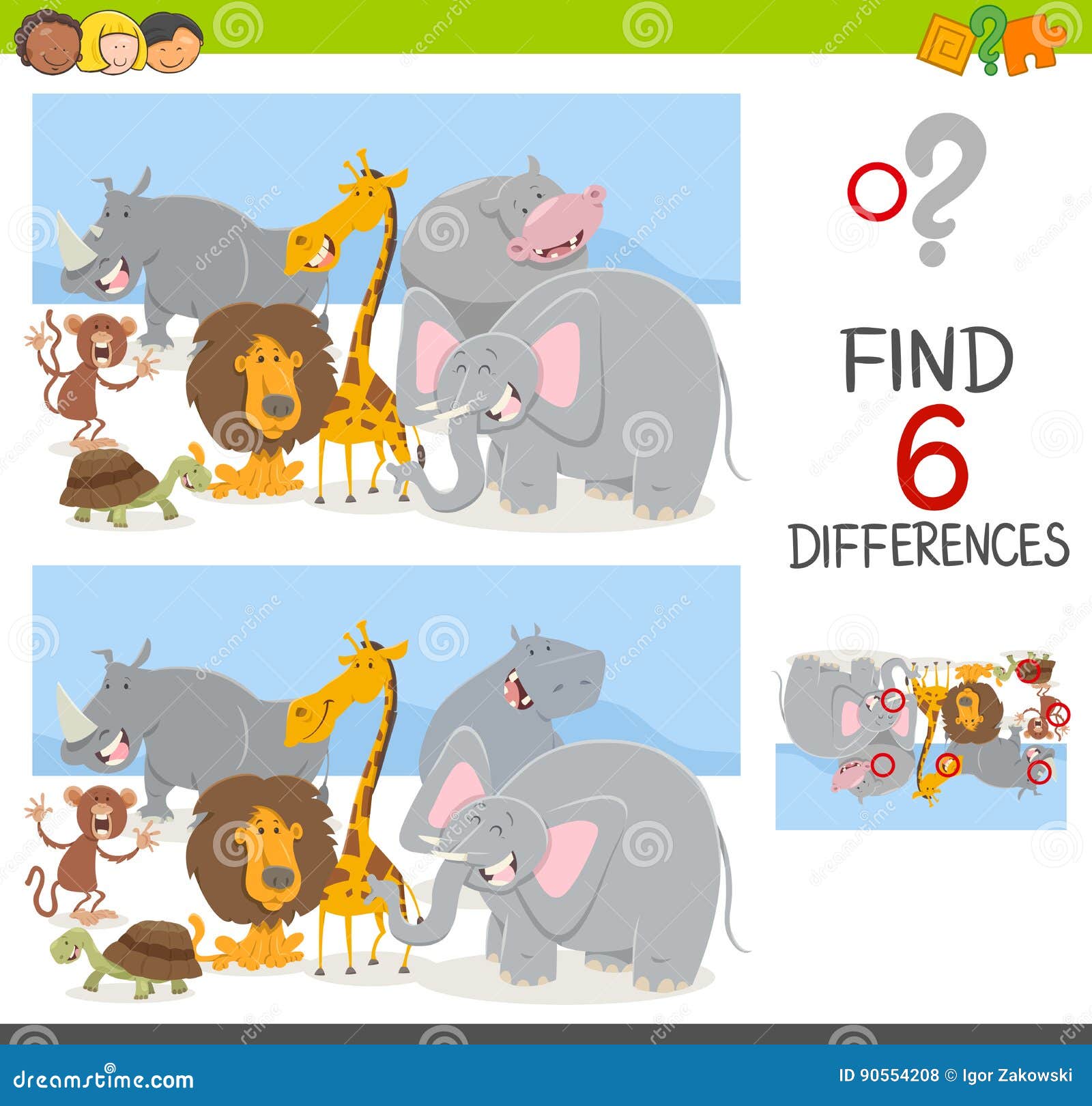 Find Differences Game with Animals Stock Vector - Illustration of ... Find Differences Game with Animals Stock Vector - Illustration of ...