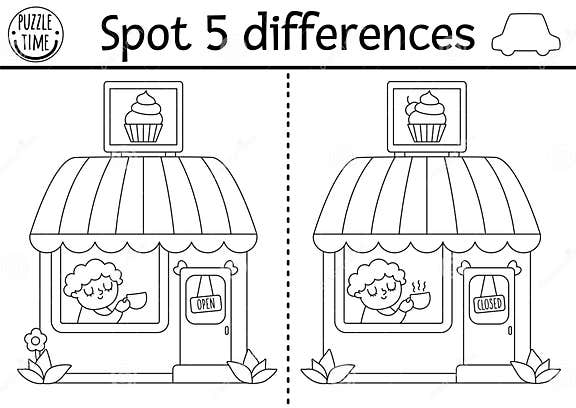 Find Differences Game for Children. Educational Black and White ...
