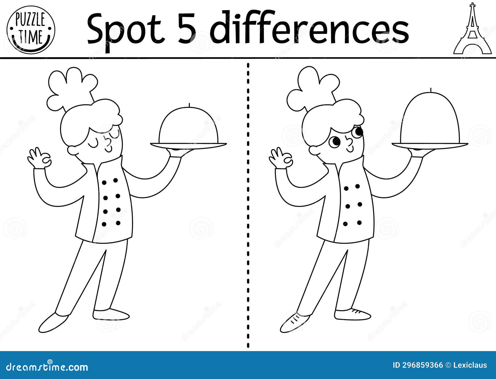 Find Differences Game for Children. Educational Black and White ...