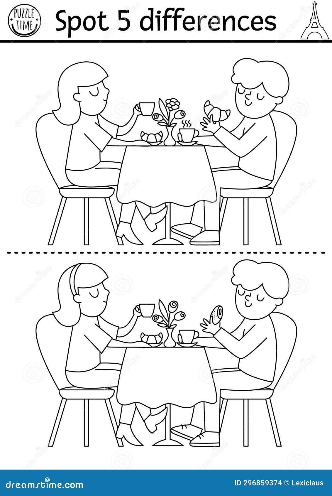 Find Differences Game for Children. Educational Black and White ...