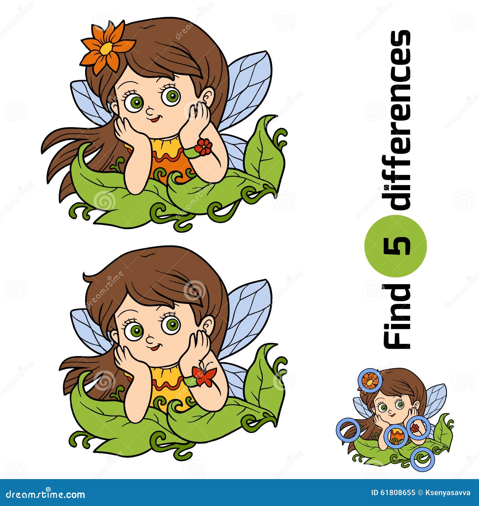 Find Differences, Game for Children: Little Fairy Stock Vector ... Find Differences, Game for Children: Little Fairy Stock Vector ...