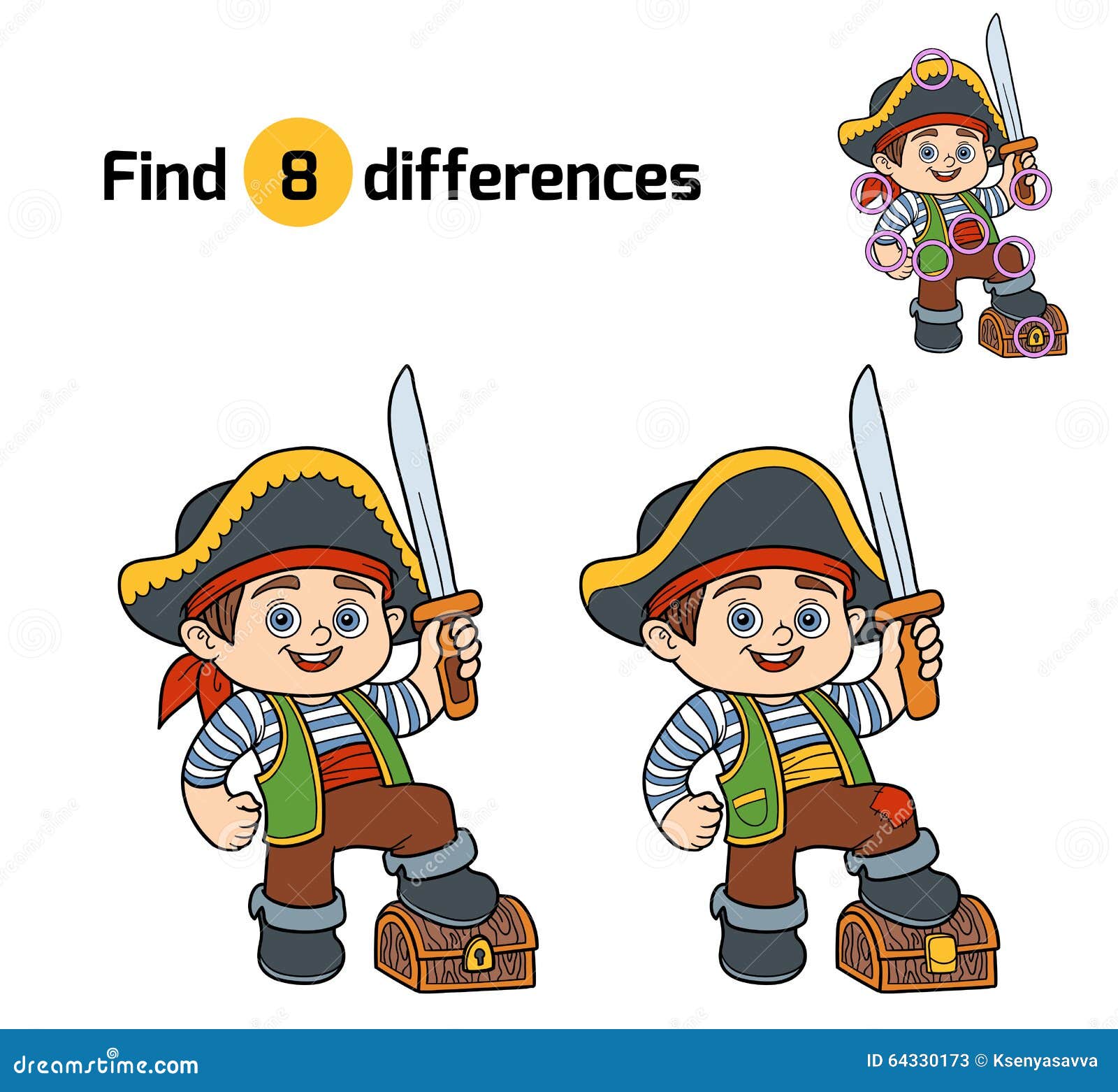 Find Differences, Game for Children (pirate Boy) Stock Vector ... Find Differences, Game for Children (pirate Boy) Stock Vector ...