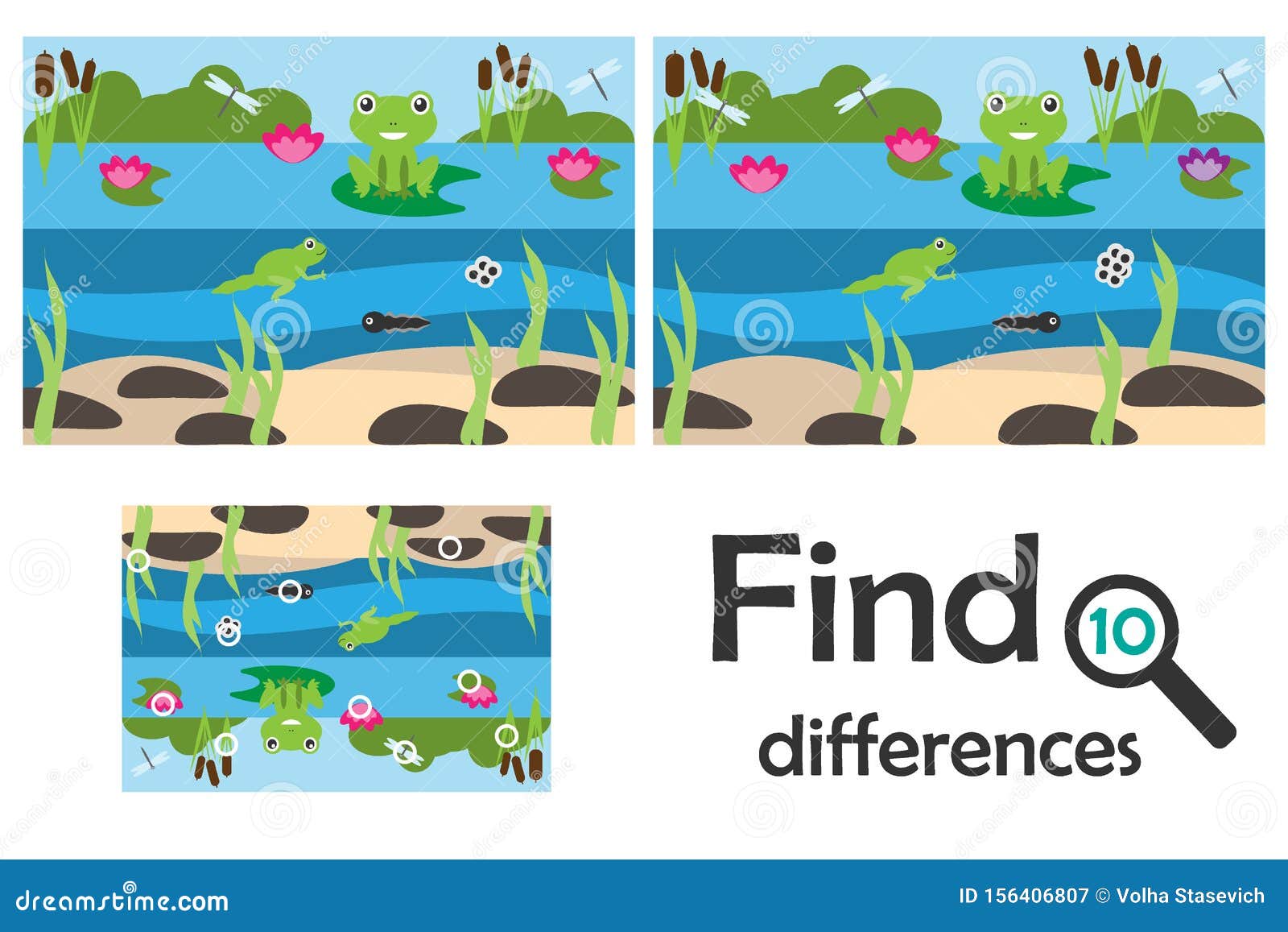 Frogspawn In Cartoon Style, Pond Card For Kid, Preschool Activity For ...