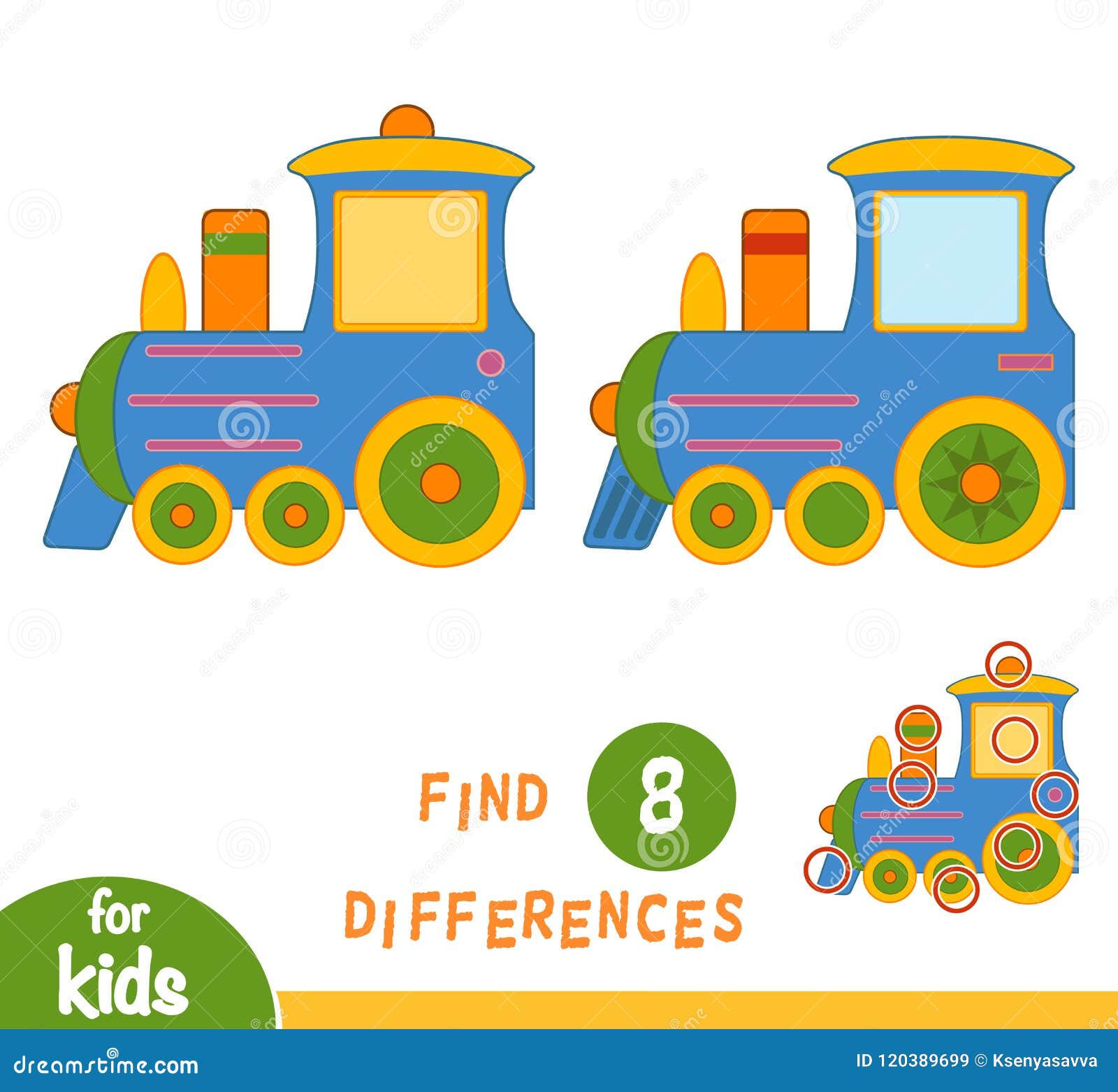 Toy Train Find The Differences Picture Puzzle Vector Illustration ...