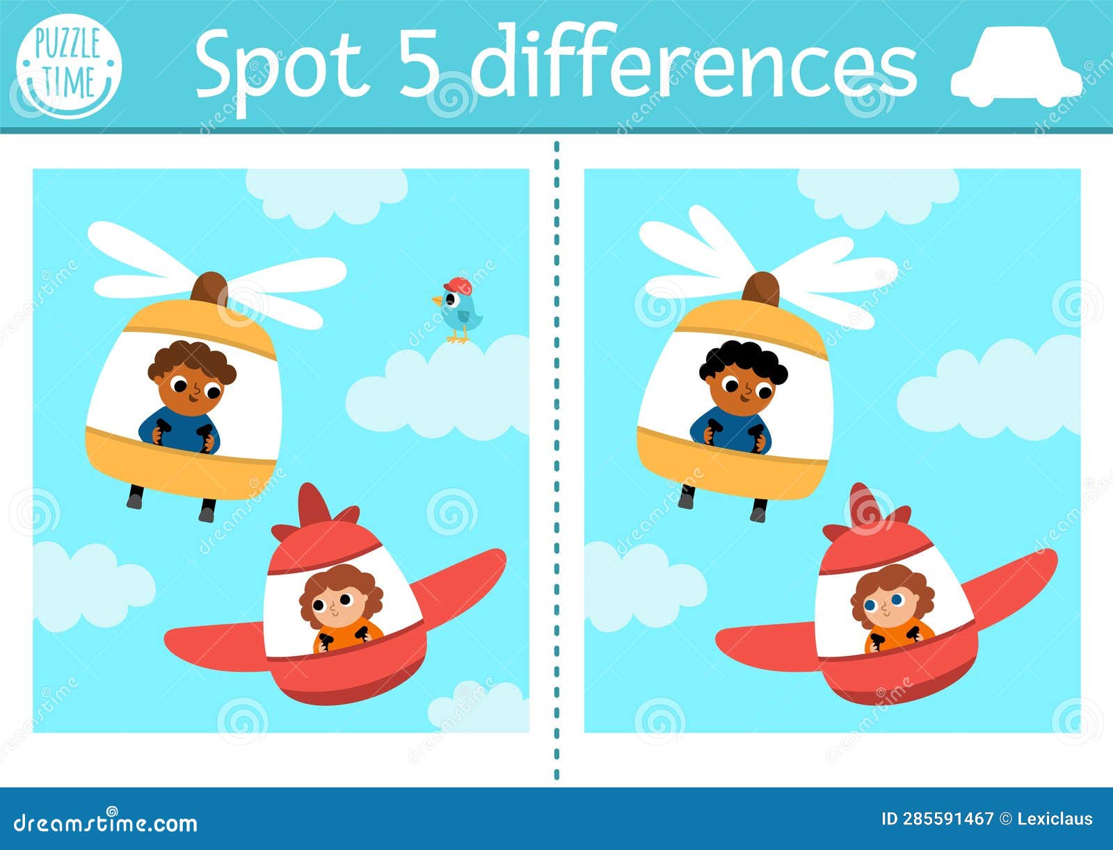 Find Differences Game for Children. Transportation Educational Activity ...