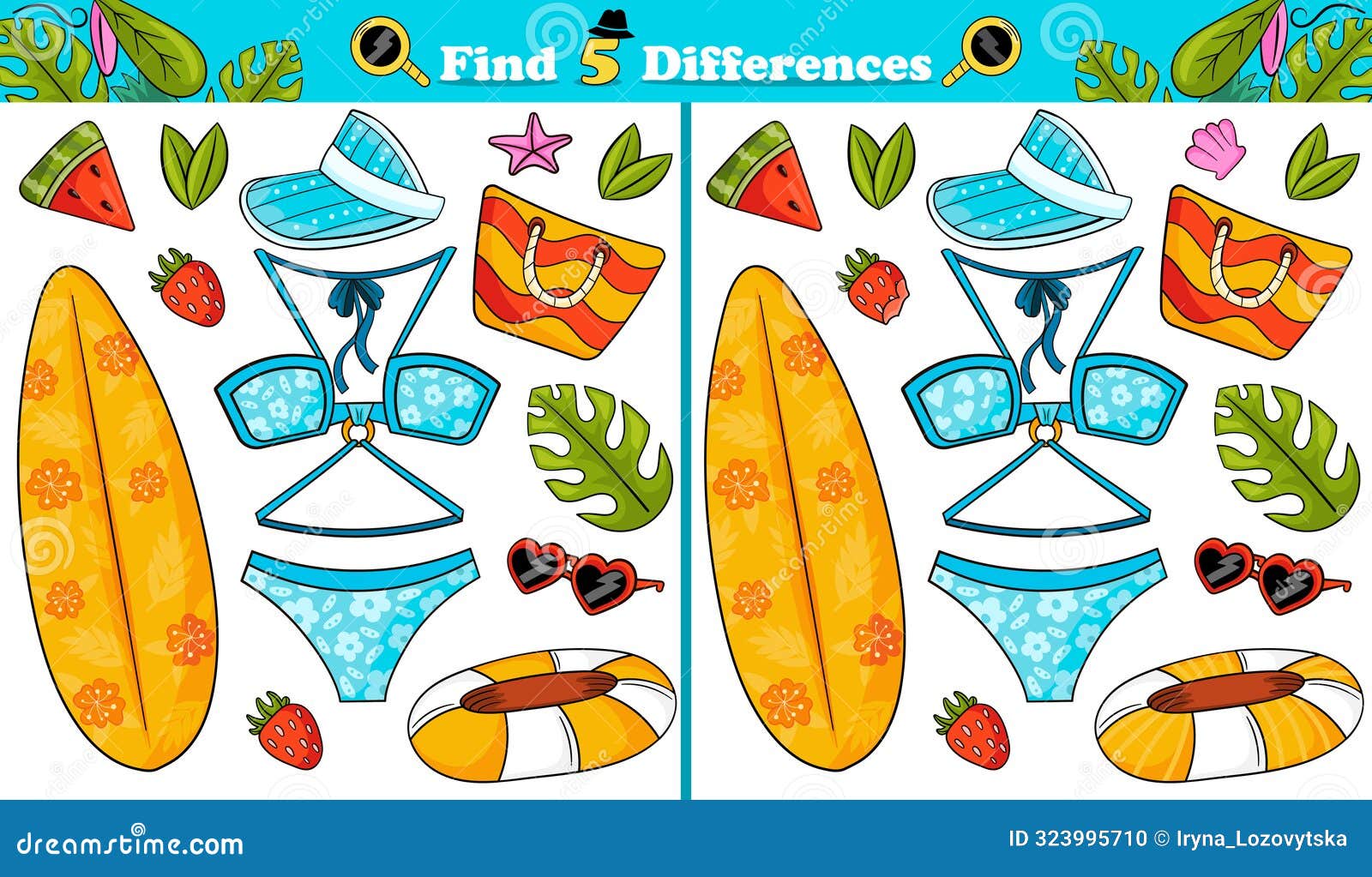 Find Swimsuit Without Strawberry, Spring Fun Education Puzzle Game For ...